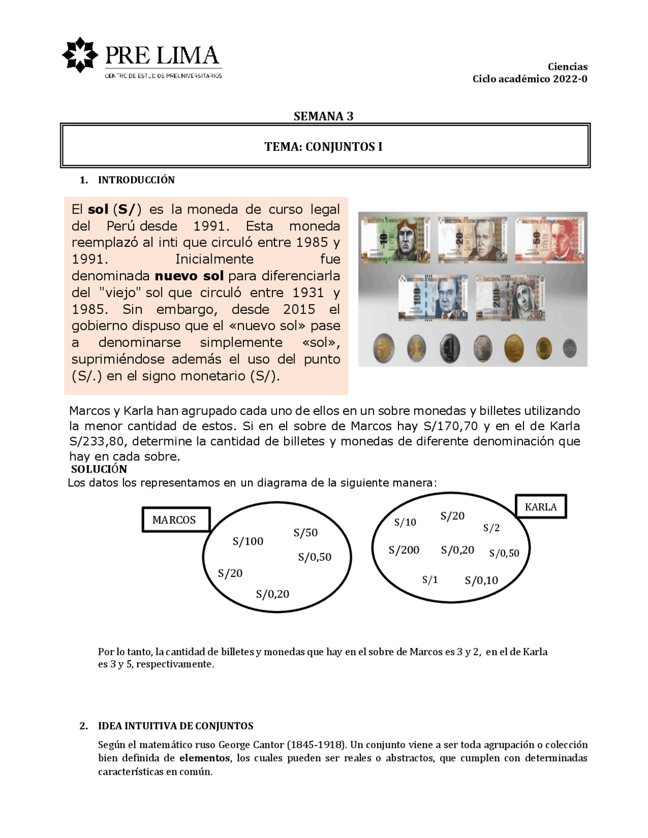 Conjuntos I apuntes de clase | Apuntes de Matemática Elemental | Docsity