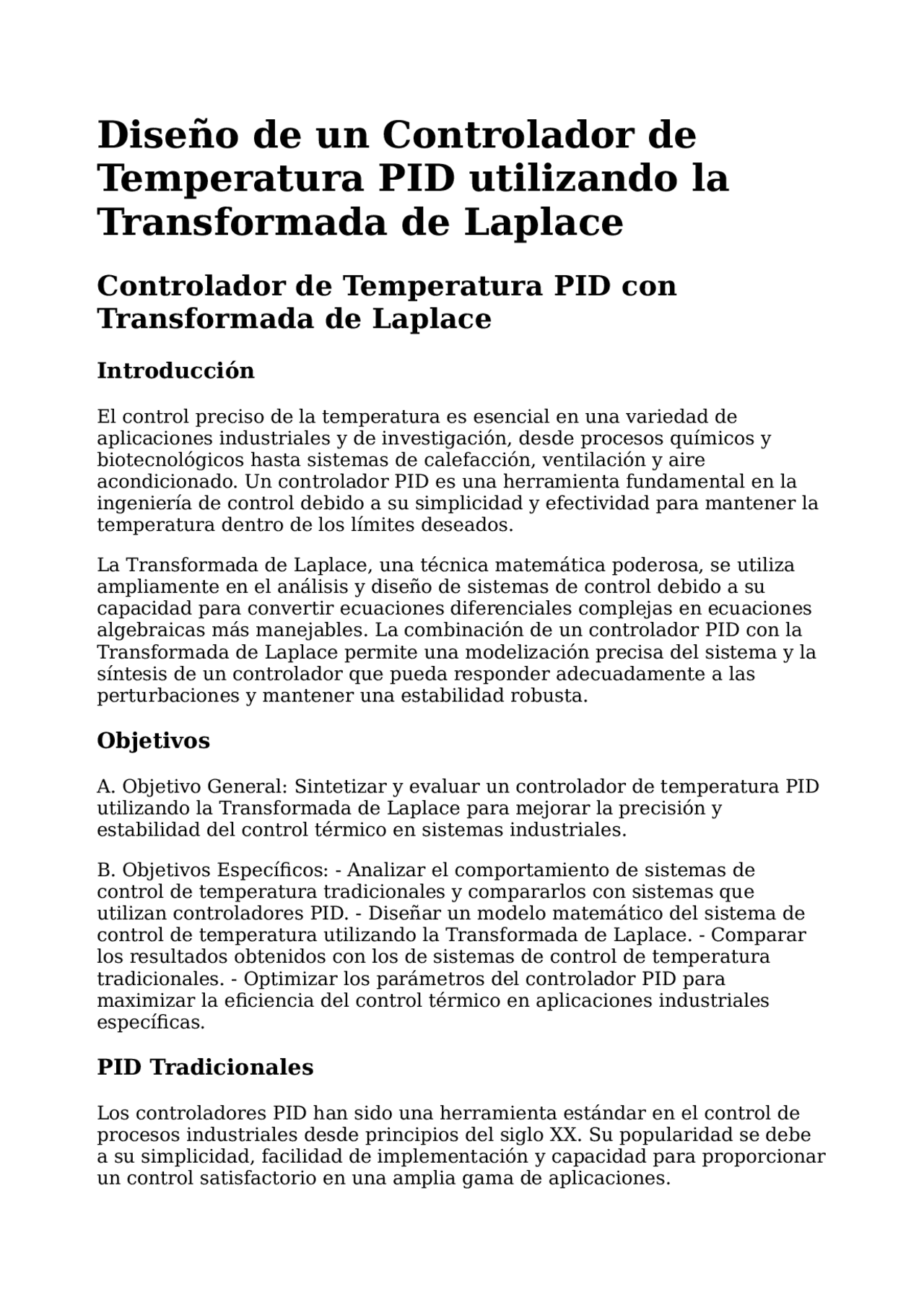 Controlador de Temperatura PID con Transformada de Laplace | Resúmenes de Teoría de Números ...