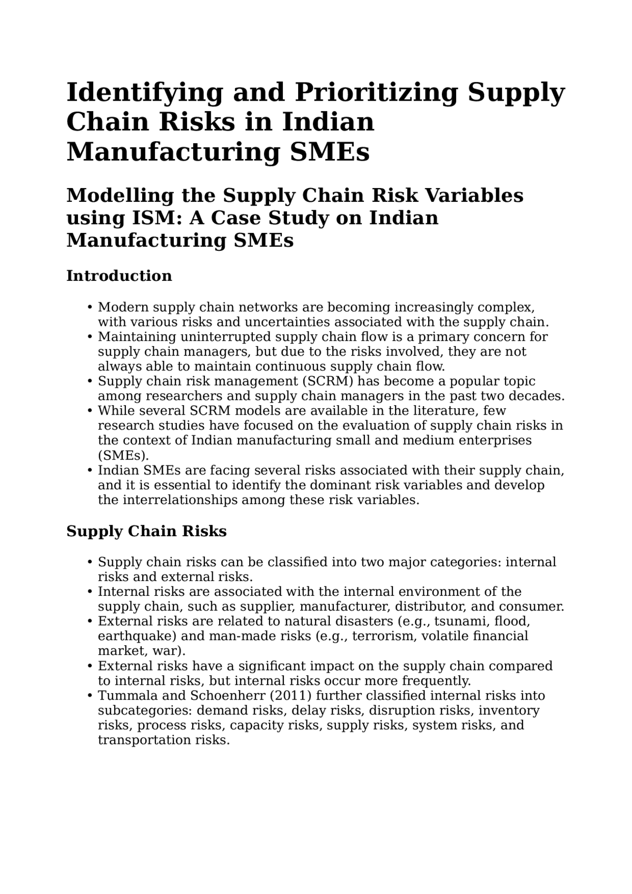Identifying and Prioritizing Supply Chain Risk Variables in Indian ...