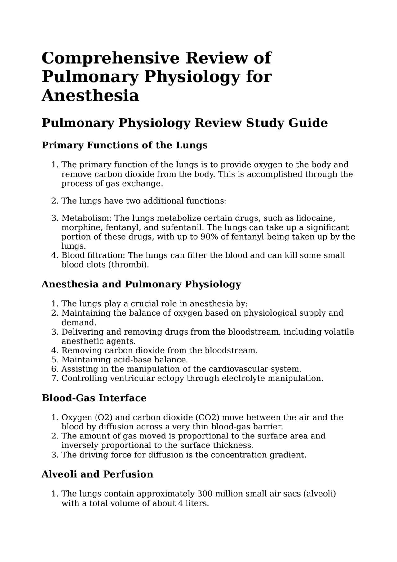 Pulmonary Physiology: Understanding Blood Filtration and Gas Exchange ...