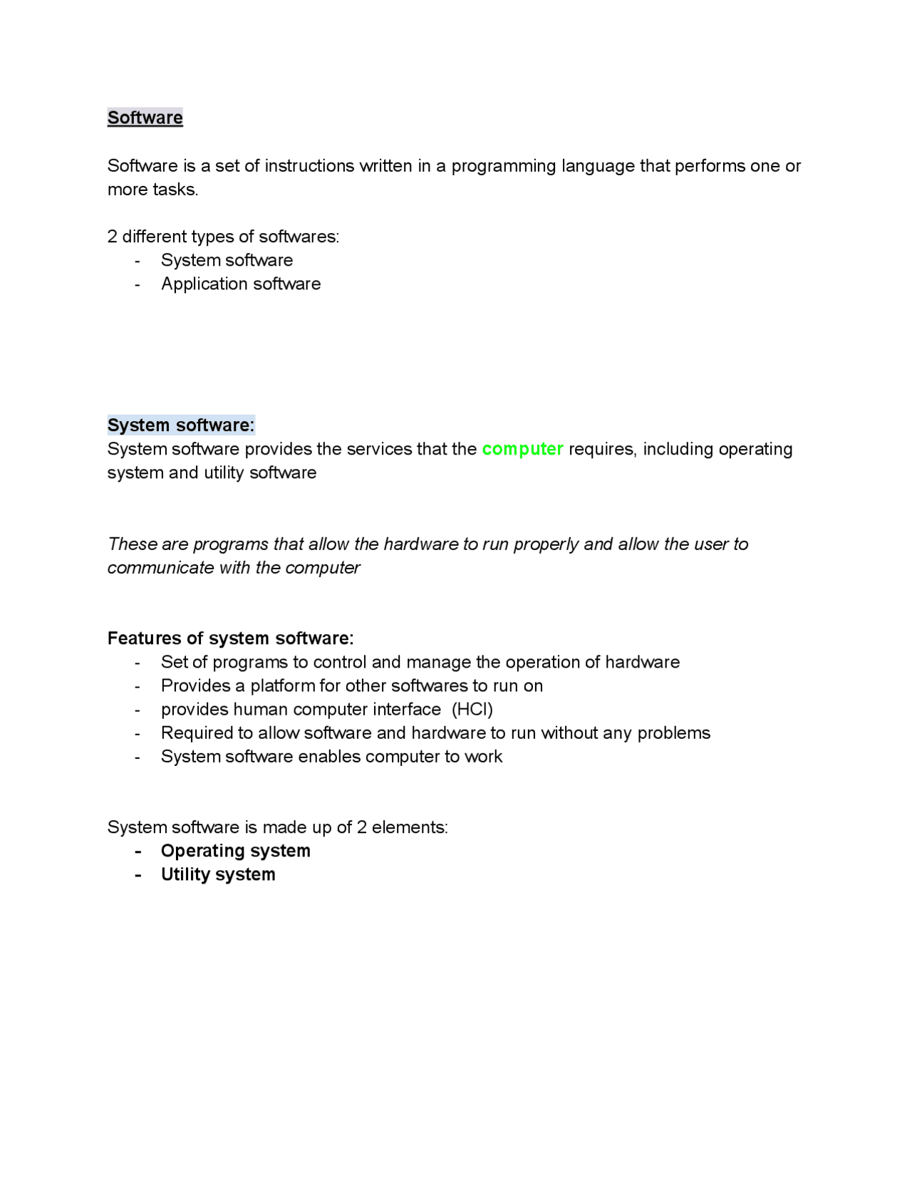 Understanding Software: System and Application Software | Study notes ...