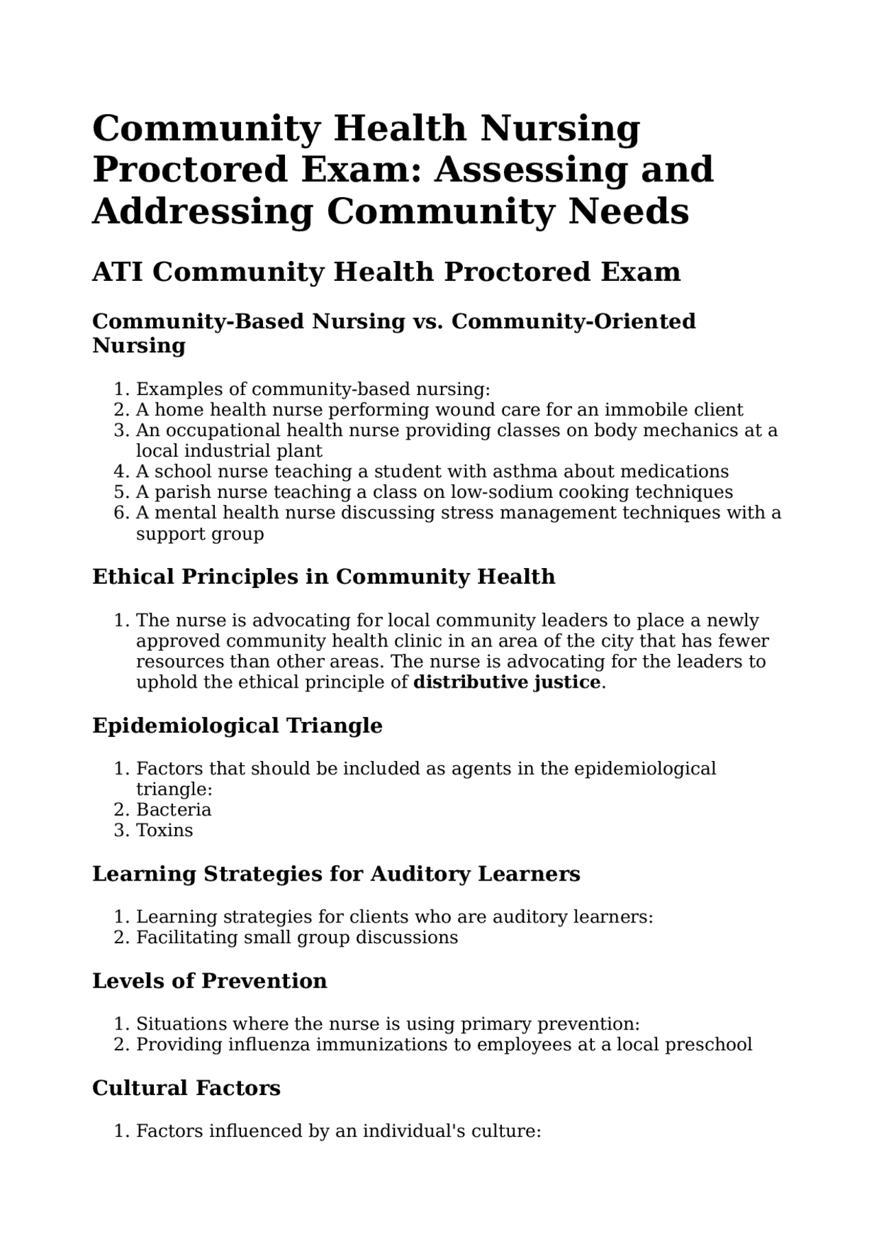 Community Health Nursing: Assessing and Addressing Community Needs ...