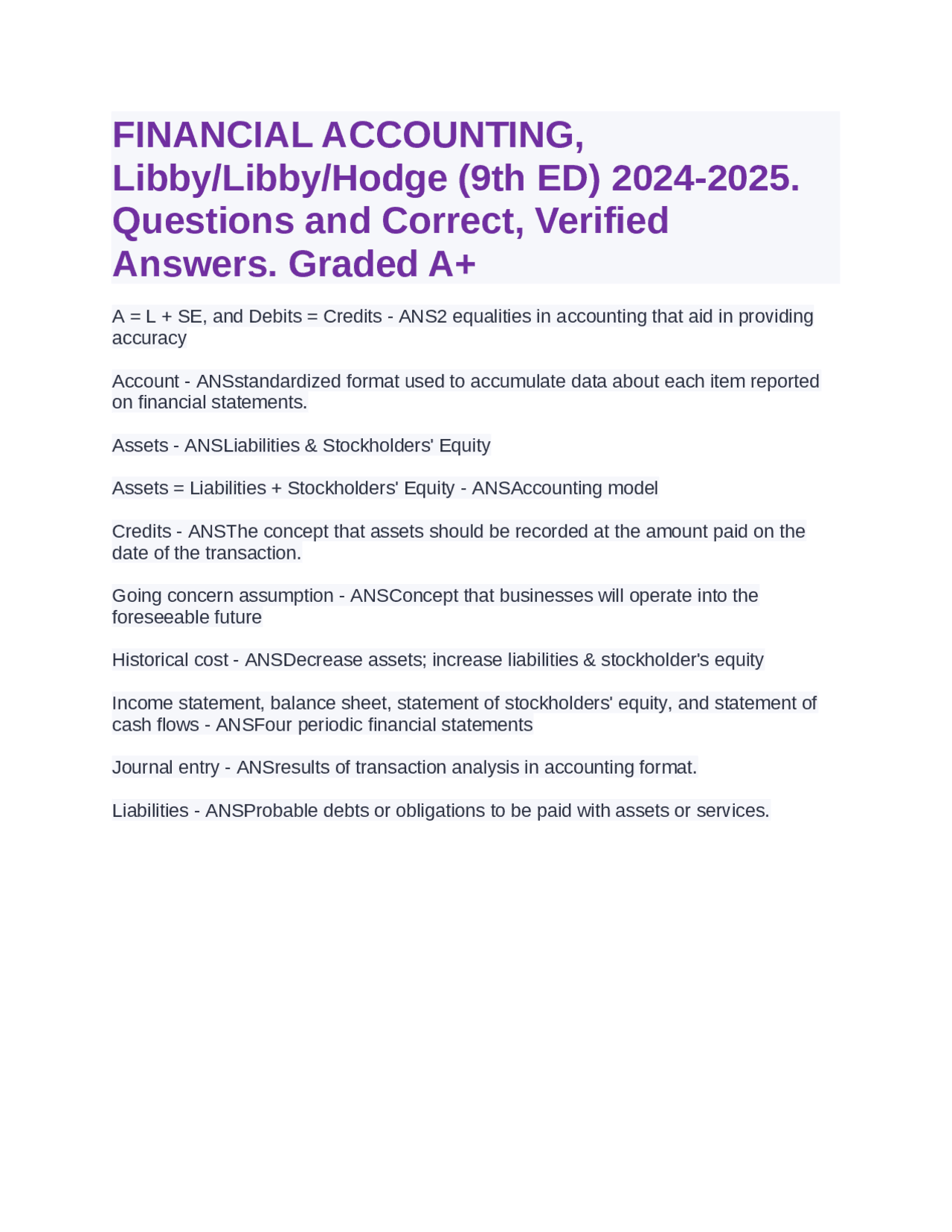 FINANCIAL ACCOUNTING, Libby/Libby/Hodge (9th ED) 2024-2025. Questions ...
