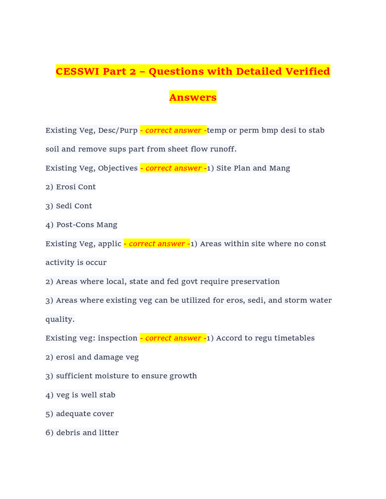 Stormwater Best Management Practices (BMPs) | Exams Nursing | Docsity