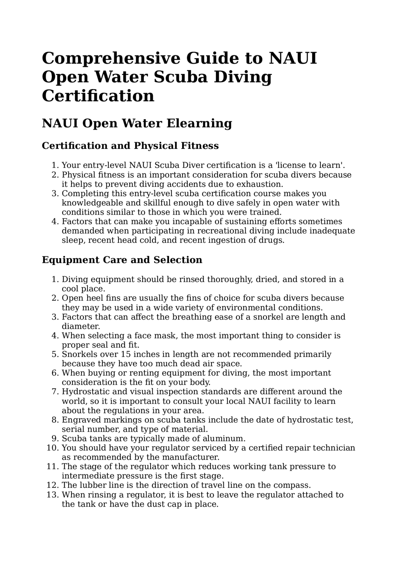 Comprehensive Guide to NAUI Open Water Scuba Diving Certification ...