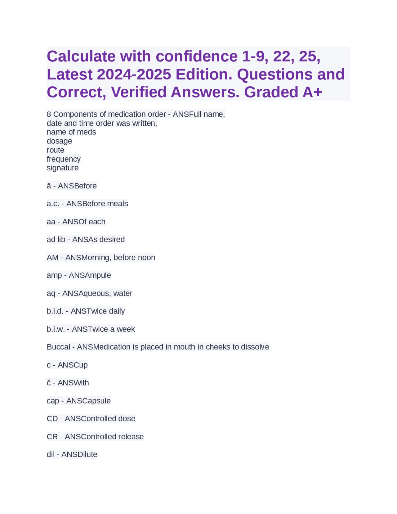 Medication Administration Terminology and Abbreviations | Exams ...