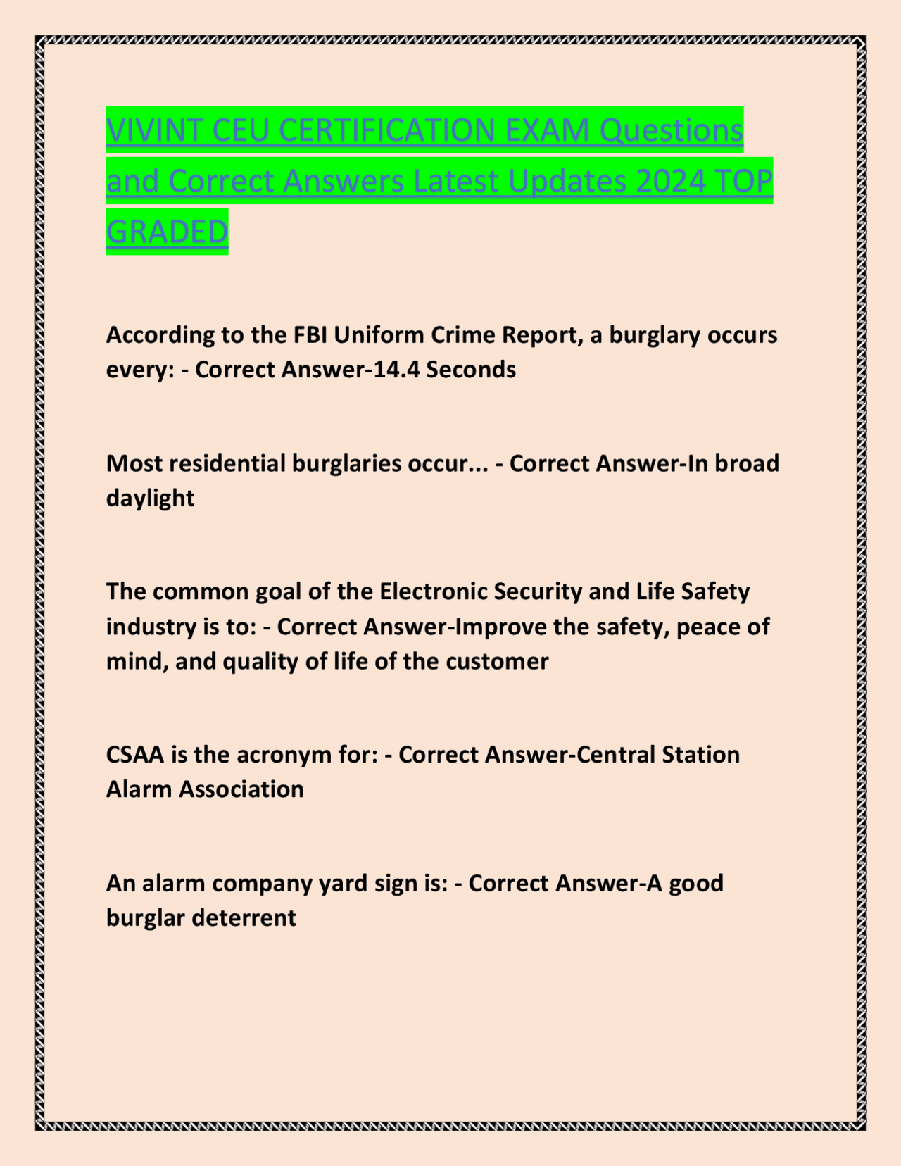 Fundamentals of Electronic Security and Life Safety Systems | Exams ...