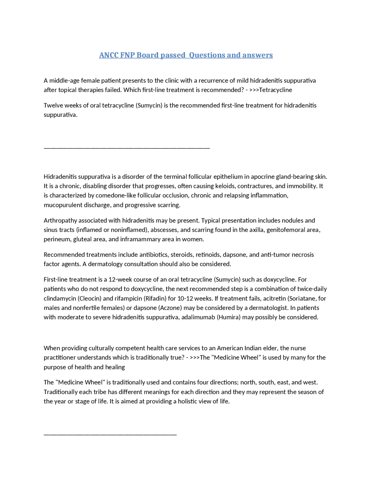 ANCC FNP Board passed Questions and answers | Exams Nursing | Docsity