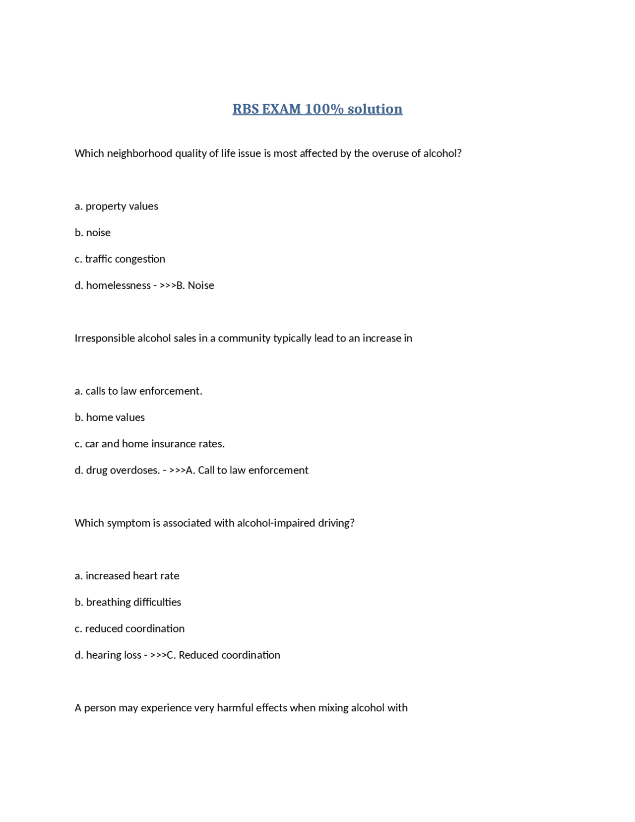 Responsible Beverage Service (RBS) Exam Preparation | Exams Nursing ...