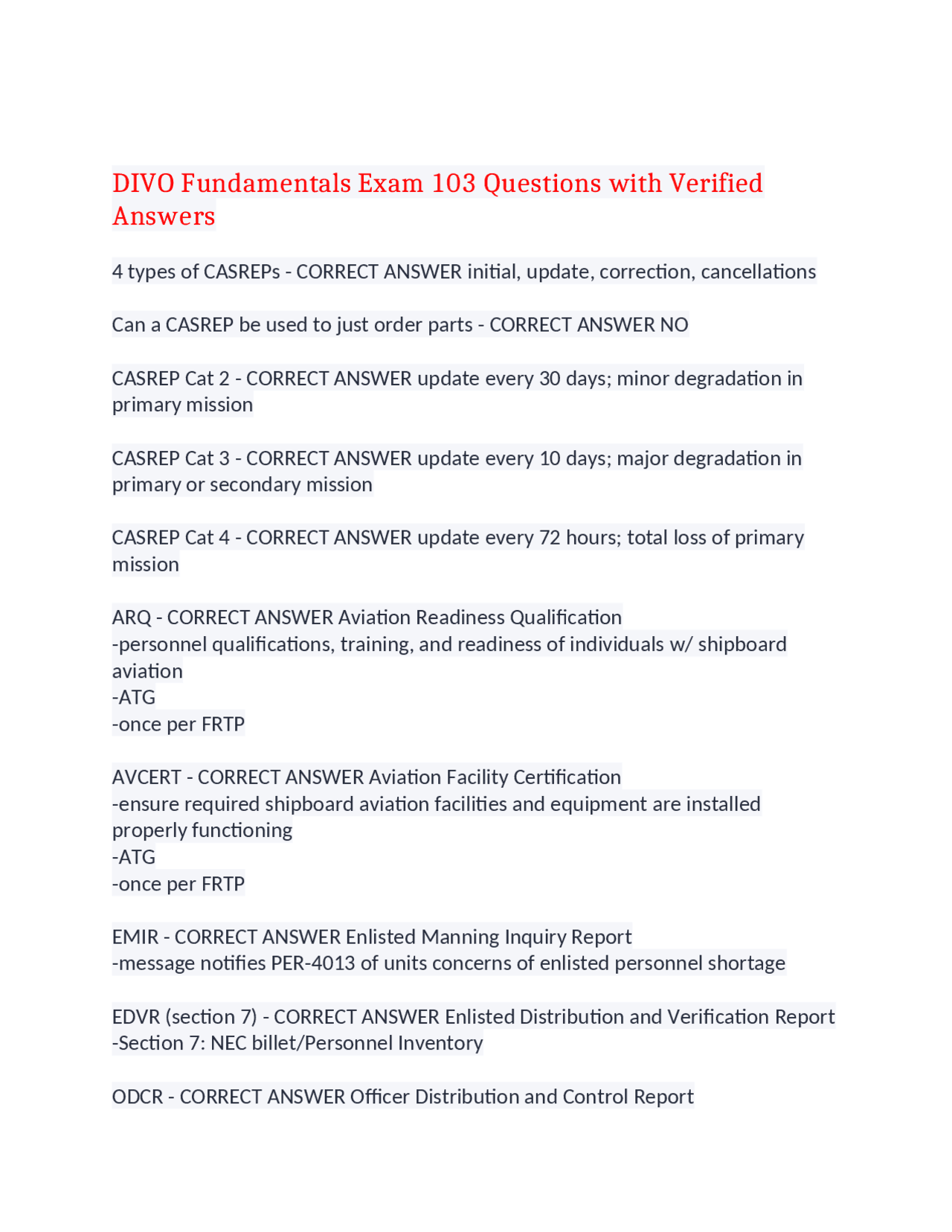 DIVO Fundamentals Exam 103 Questions with Verified Answers | Exams ...