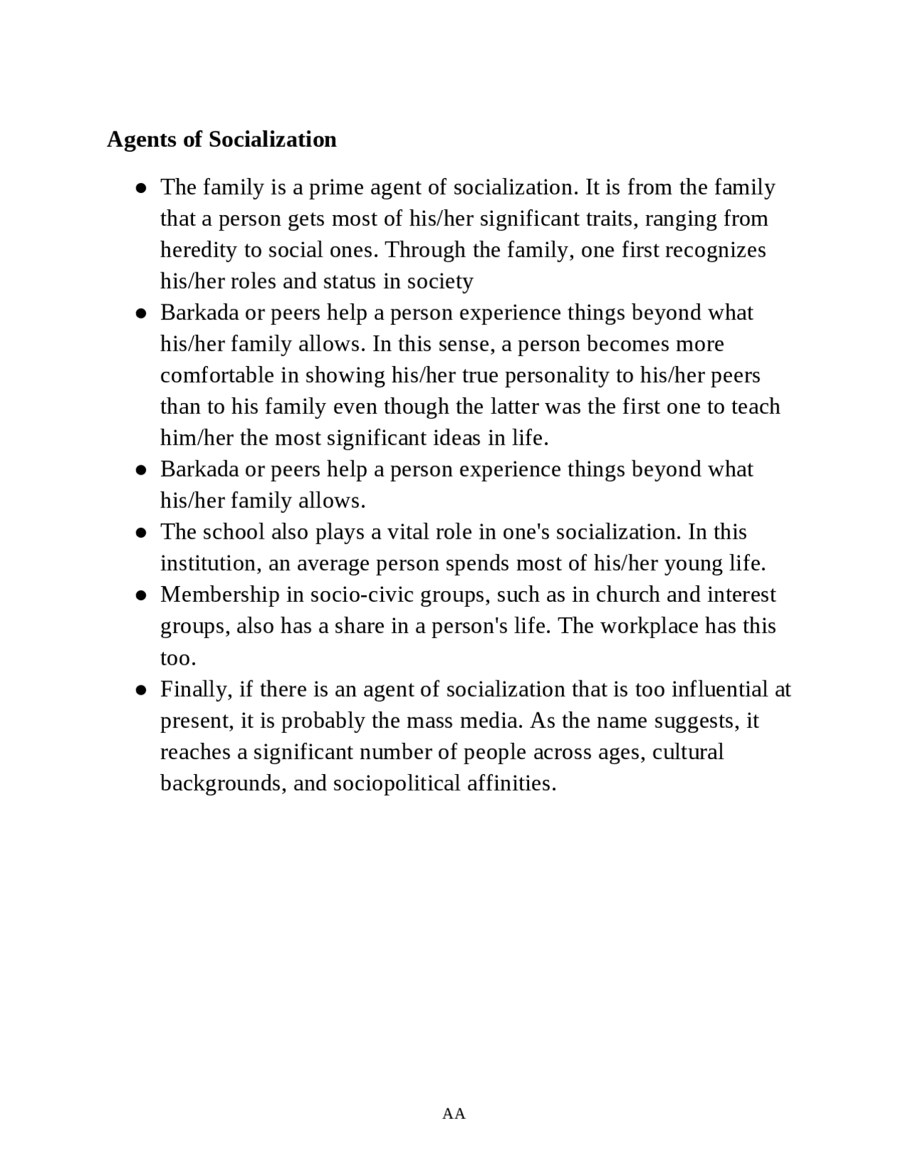 Agents of Socialization | Study notes Sociology | Docsity