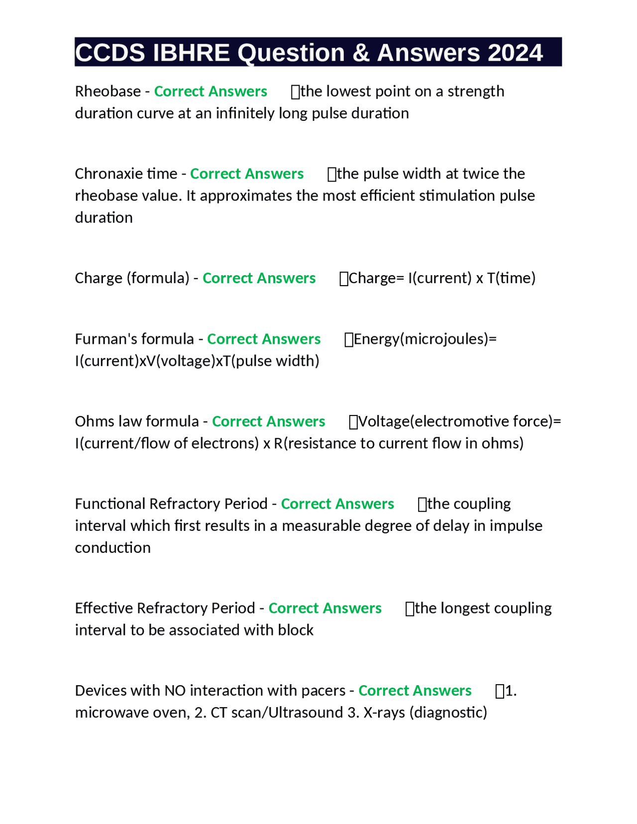 CCDS IBHRE Question & Answers 2024 | Exams Nursing | Docsity