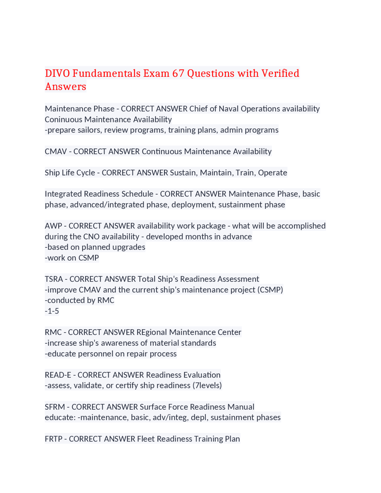 DIVO Fundamentals Exam 67 Questions with Verified Answers | Exams ...