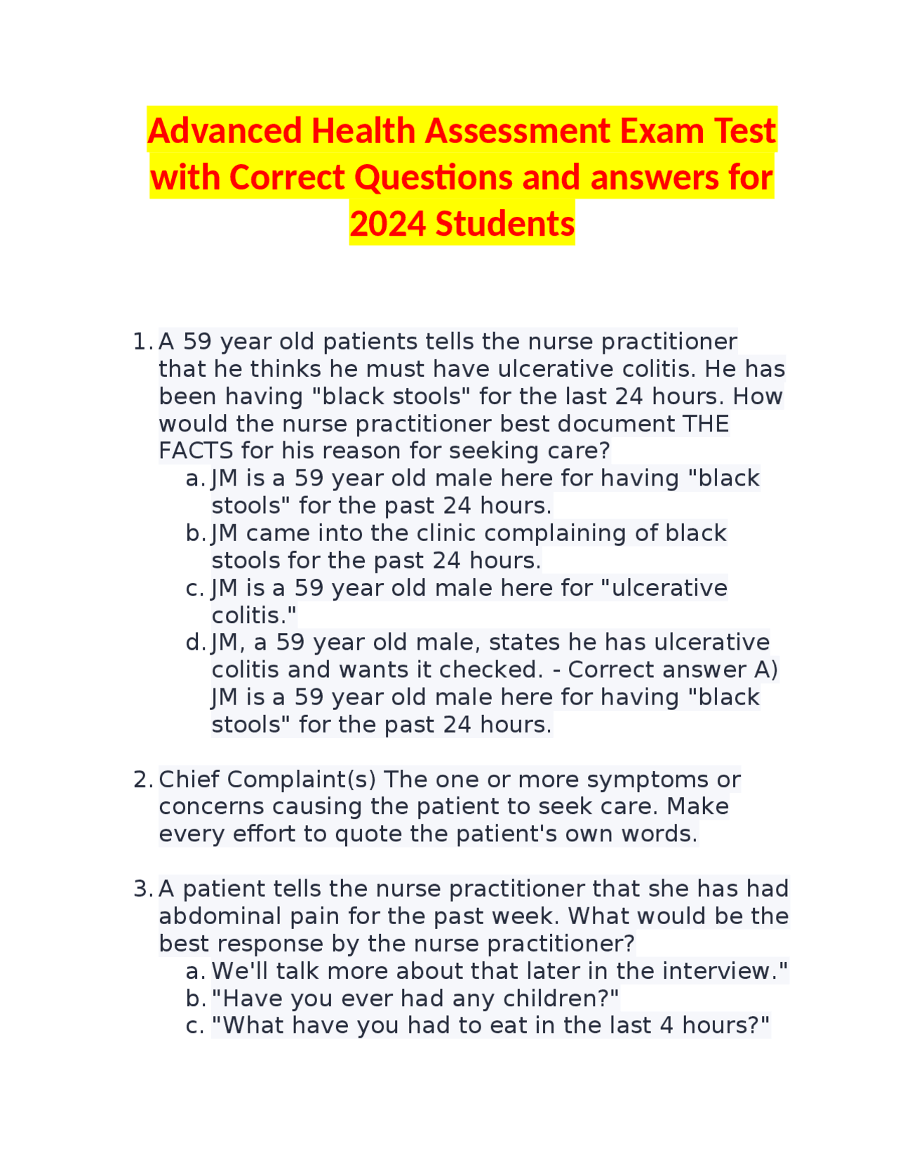 Medical Exam Preparation: Identifying and Interpreting Clinical ...