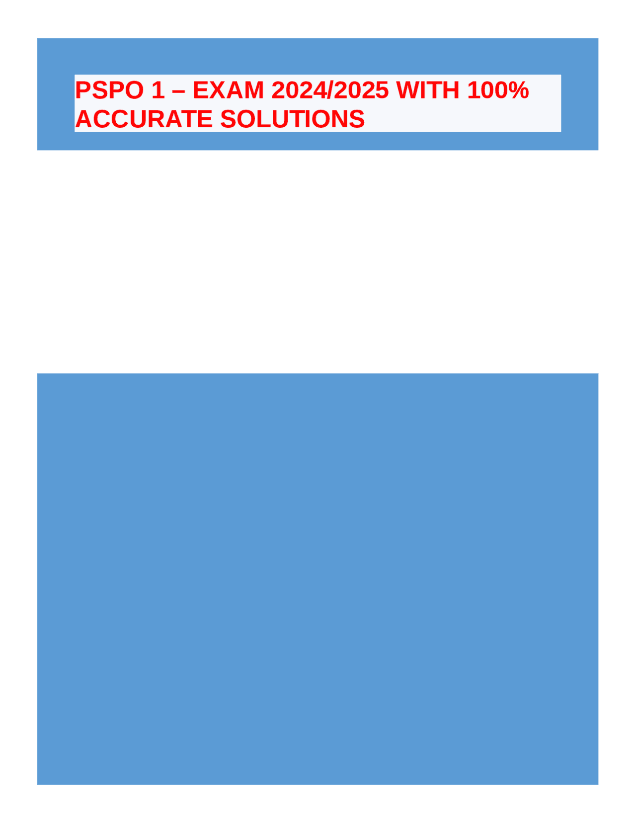 PSPO 1 - Exam 2024/2025 with 100% Accurate Solutions | Exams Nursing | Docsity