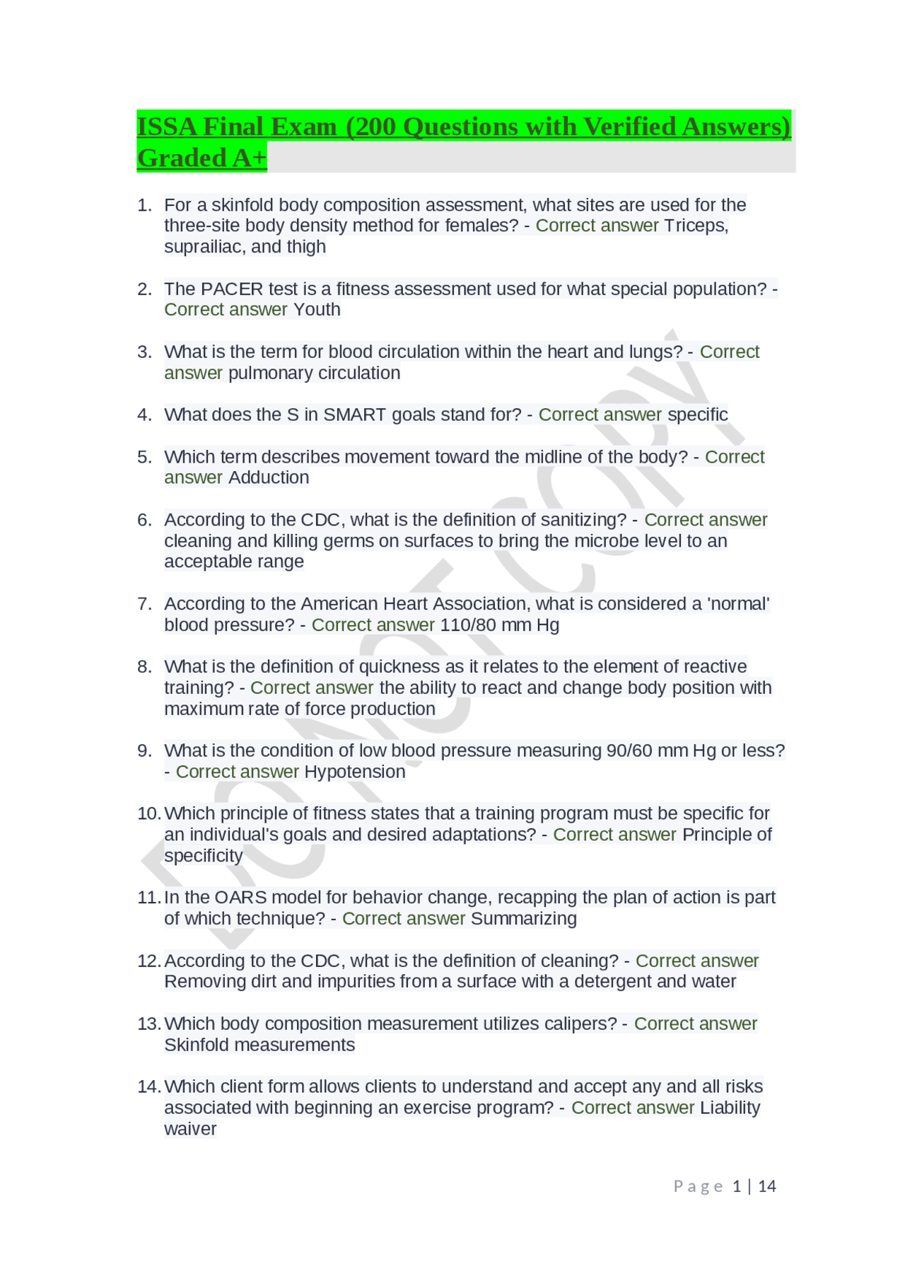 ISSA Final Exam (200 Questions with Verified Answers) Graded A+ | Exams ...