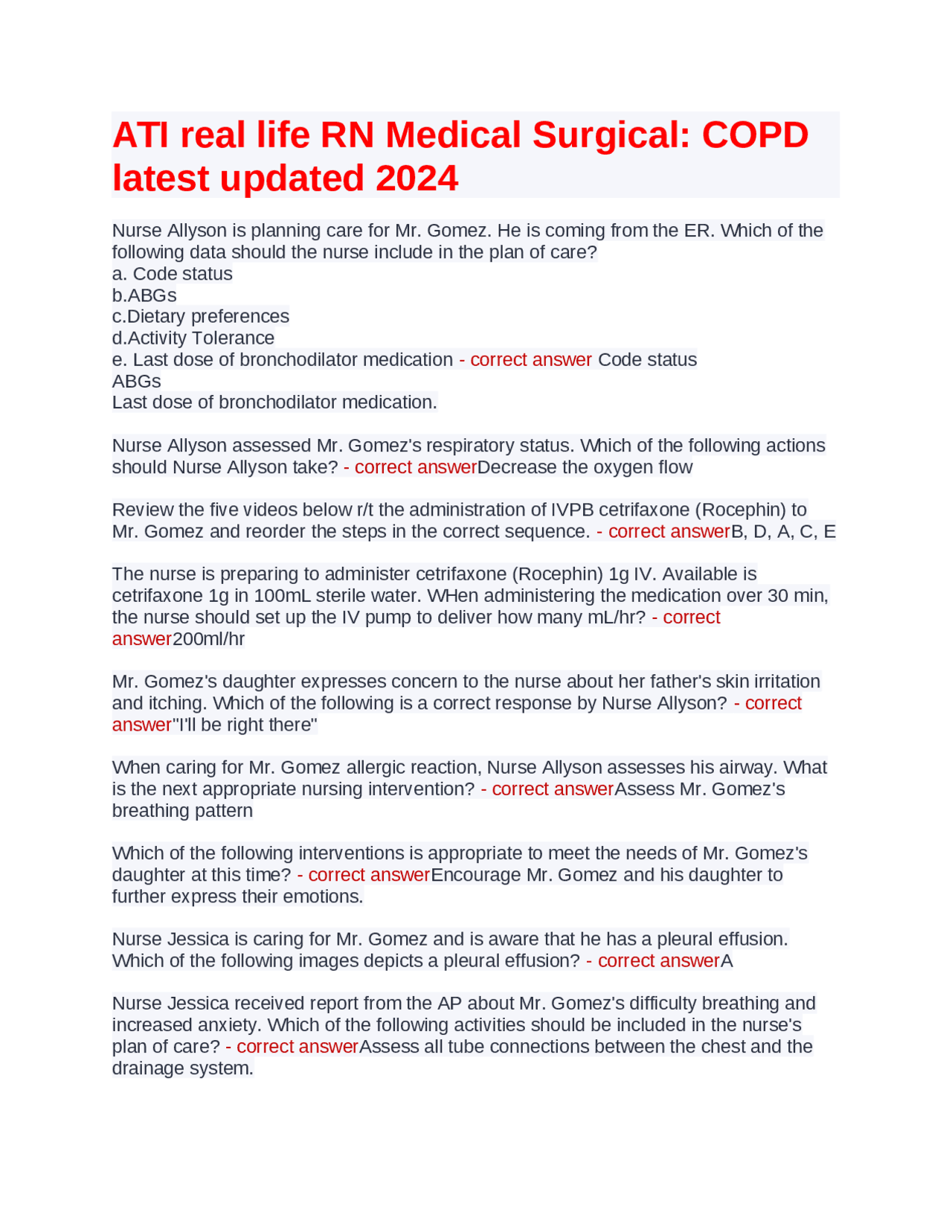 ATI real life RN Medical Surgical: COPD latest updated 2024 | Exams ...