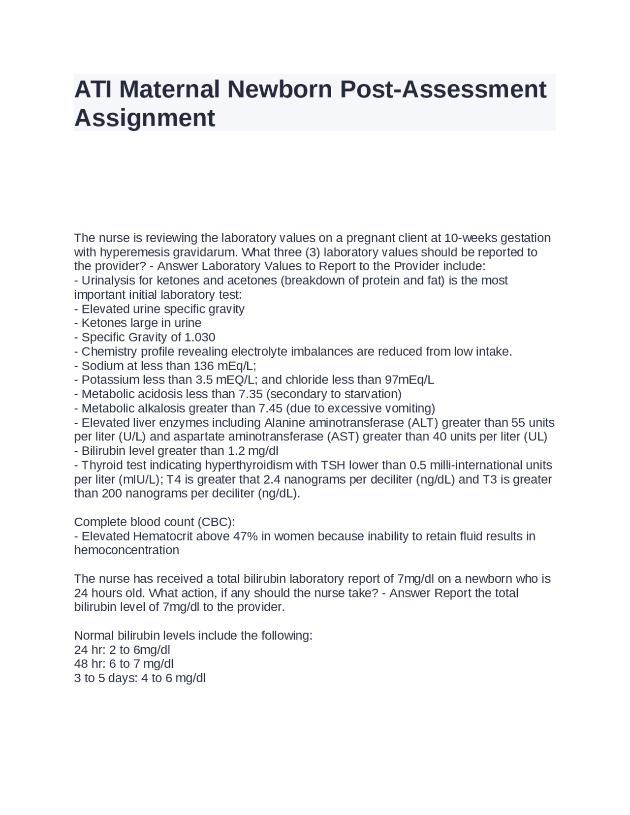 Maternal Newborn Nursing Assessments and Interventions | Exams Nursing ...