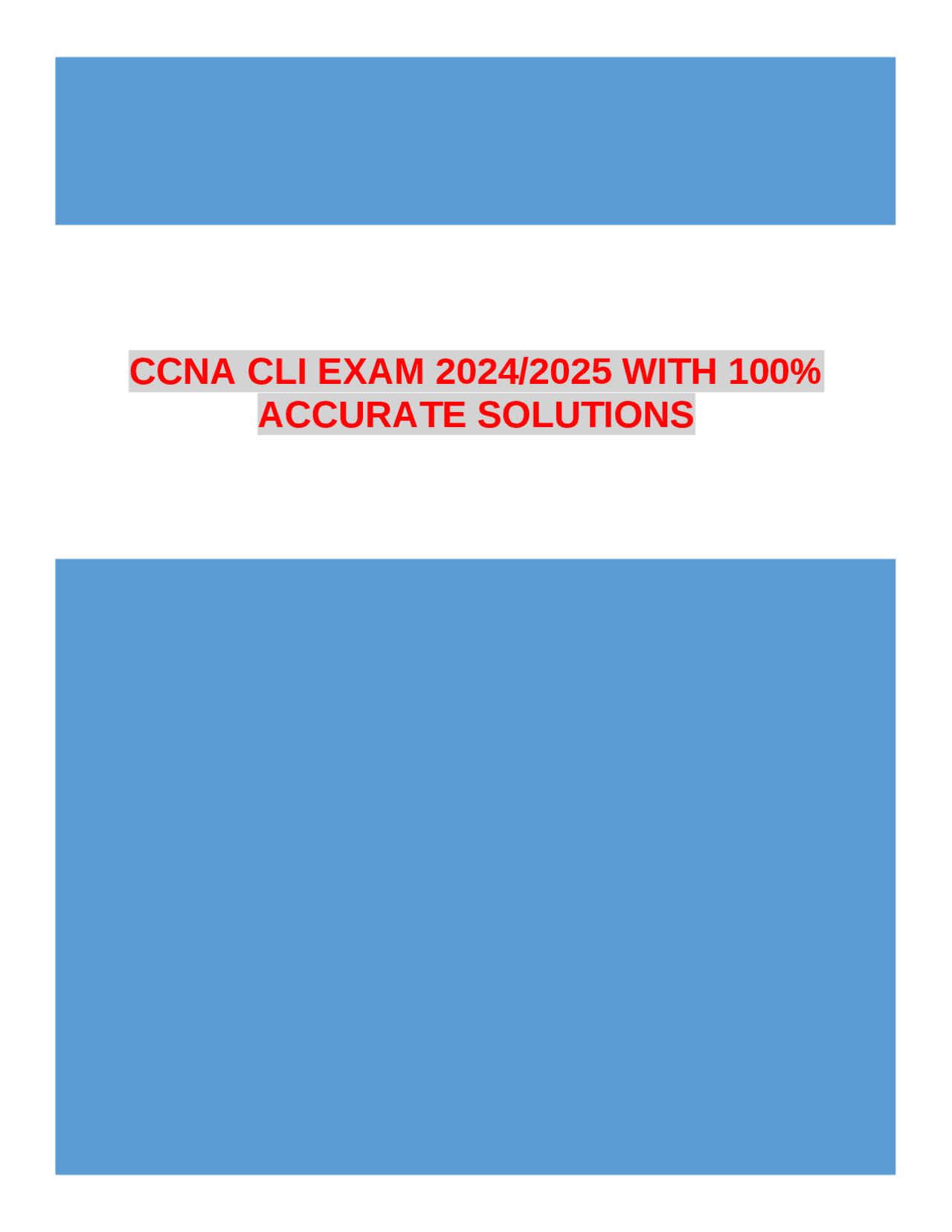 CCNA CLI Exam 2024/2025 with 100% Accurate Solutions | Exams Nursing ...