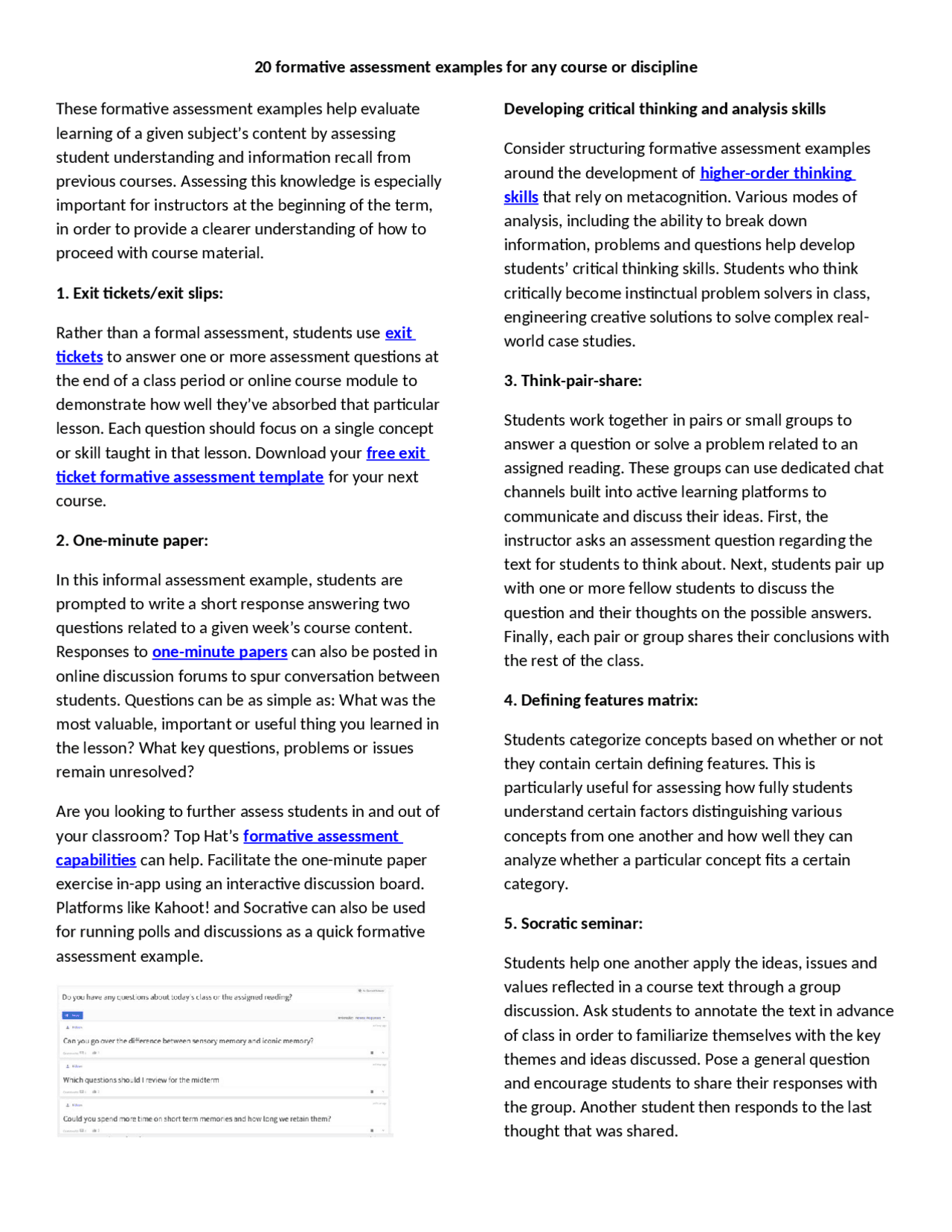 20 formative assessment examples for any course or discipline | Study ...