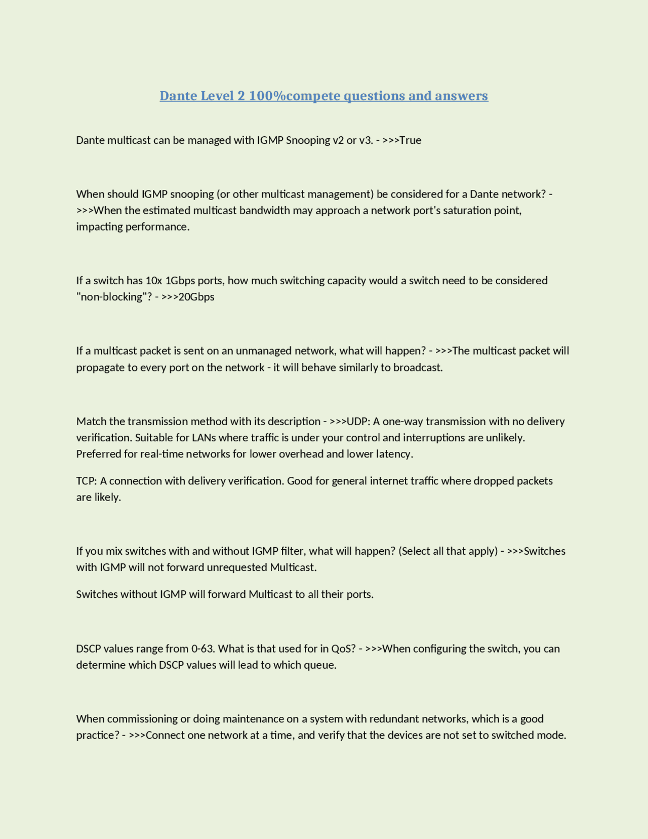 Dante Level 2 100%compete questions and answers | Exams Computer ...