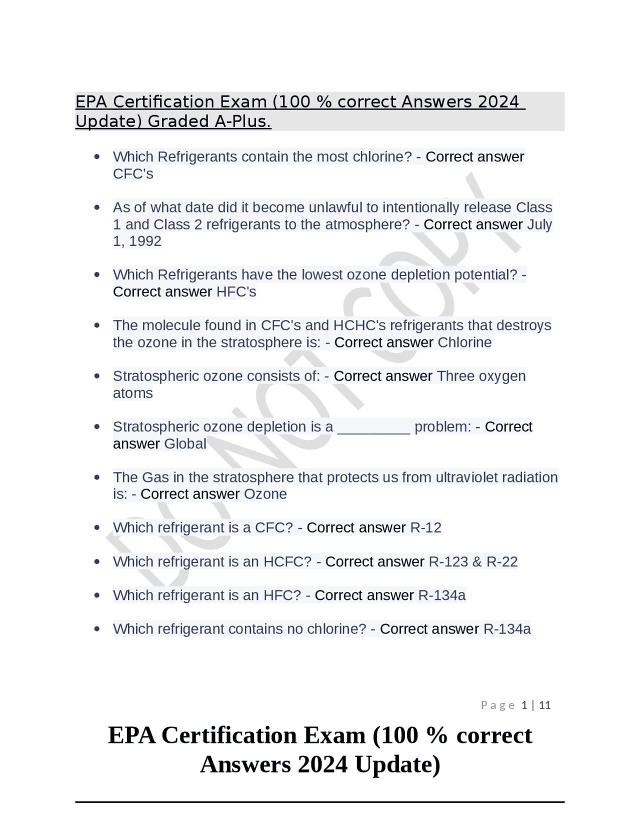 EPA Certification Exam: Refrigerant Handling and Safety | Exams Animal ...