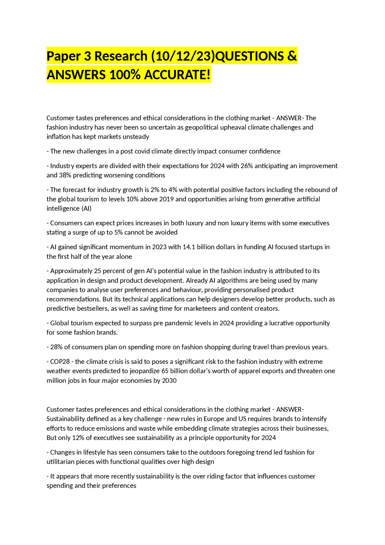 Paper 3 Research 101223questions And Answers 100 Accurate Exams Java Programming Docsity