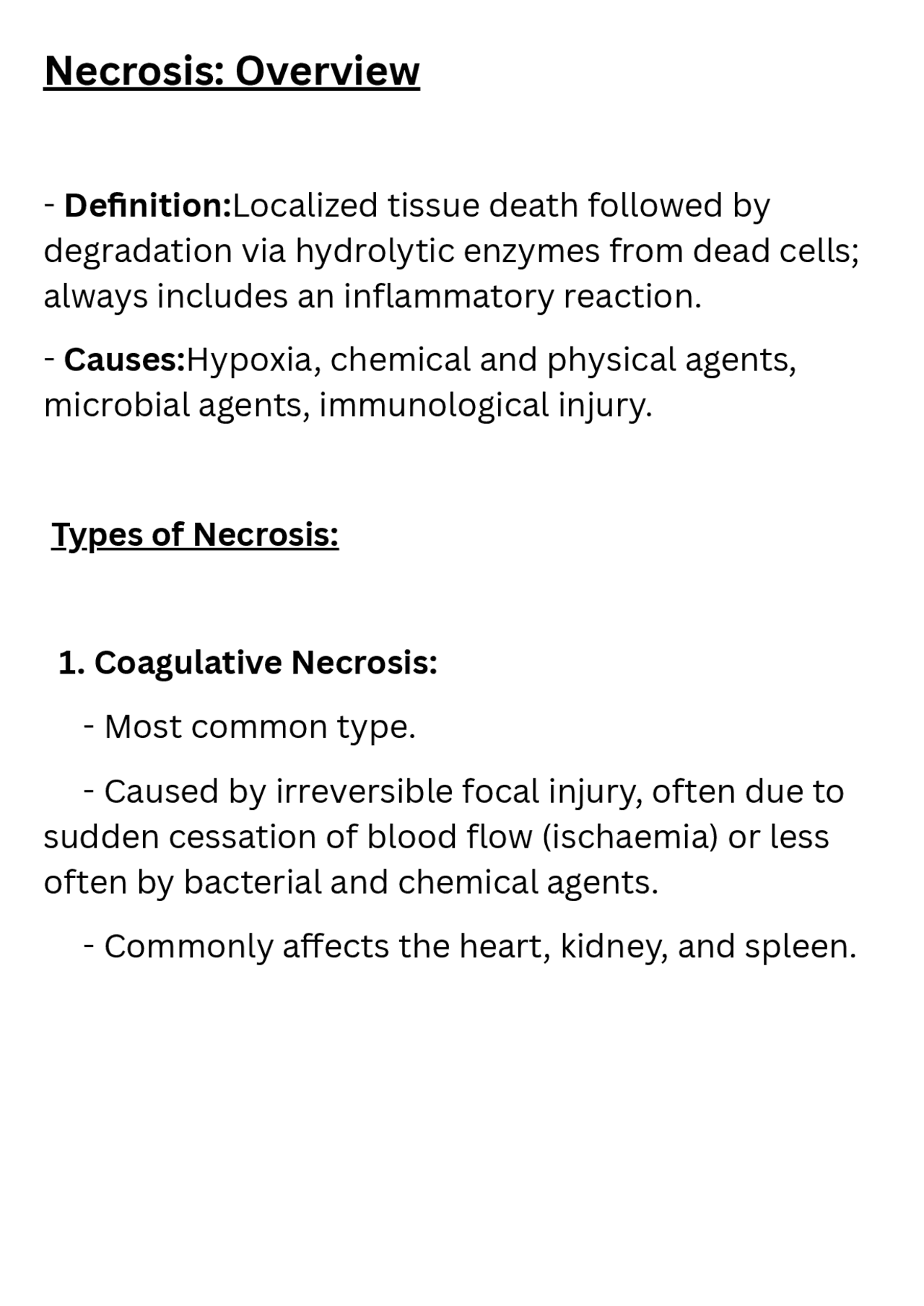 Types and Characteristics of Necrosis | Study notes Pathology | Docsity