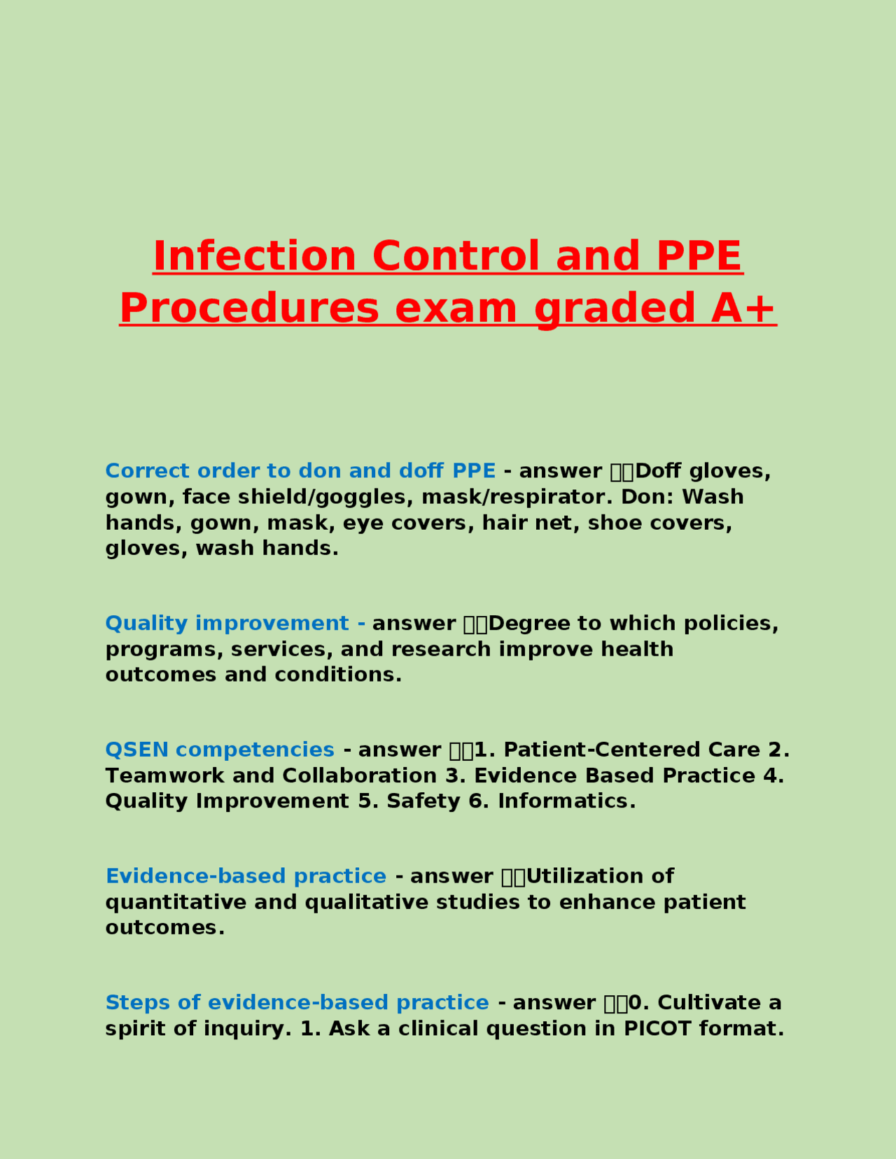 Infection Control and Personal Protective Equipment (PPE) Procedures ...
