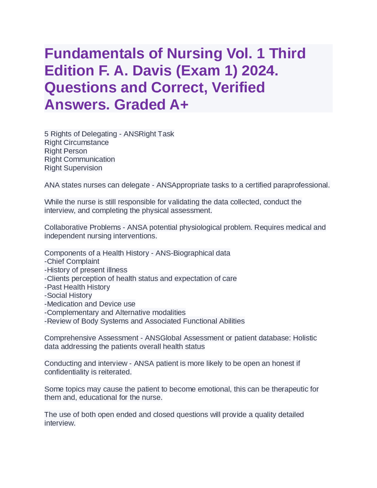 Fundamentals of Nursing: Comprehensive Assessment and Nursing ...