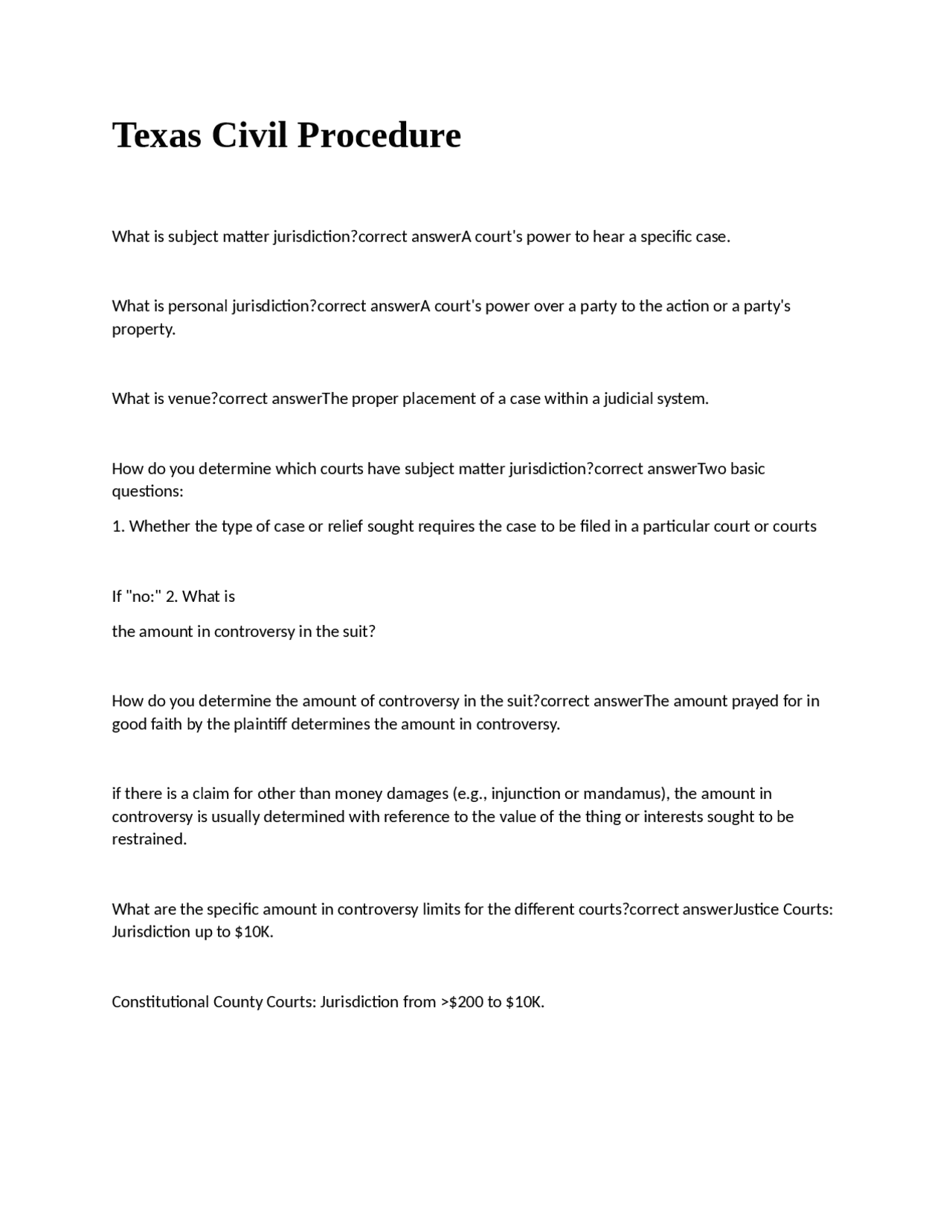 Texas Civil Procedure: Pleadings, Discovery, and Summary Judgment ...