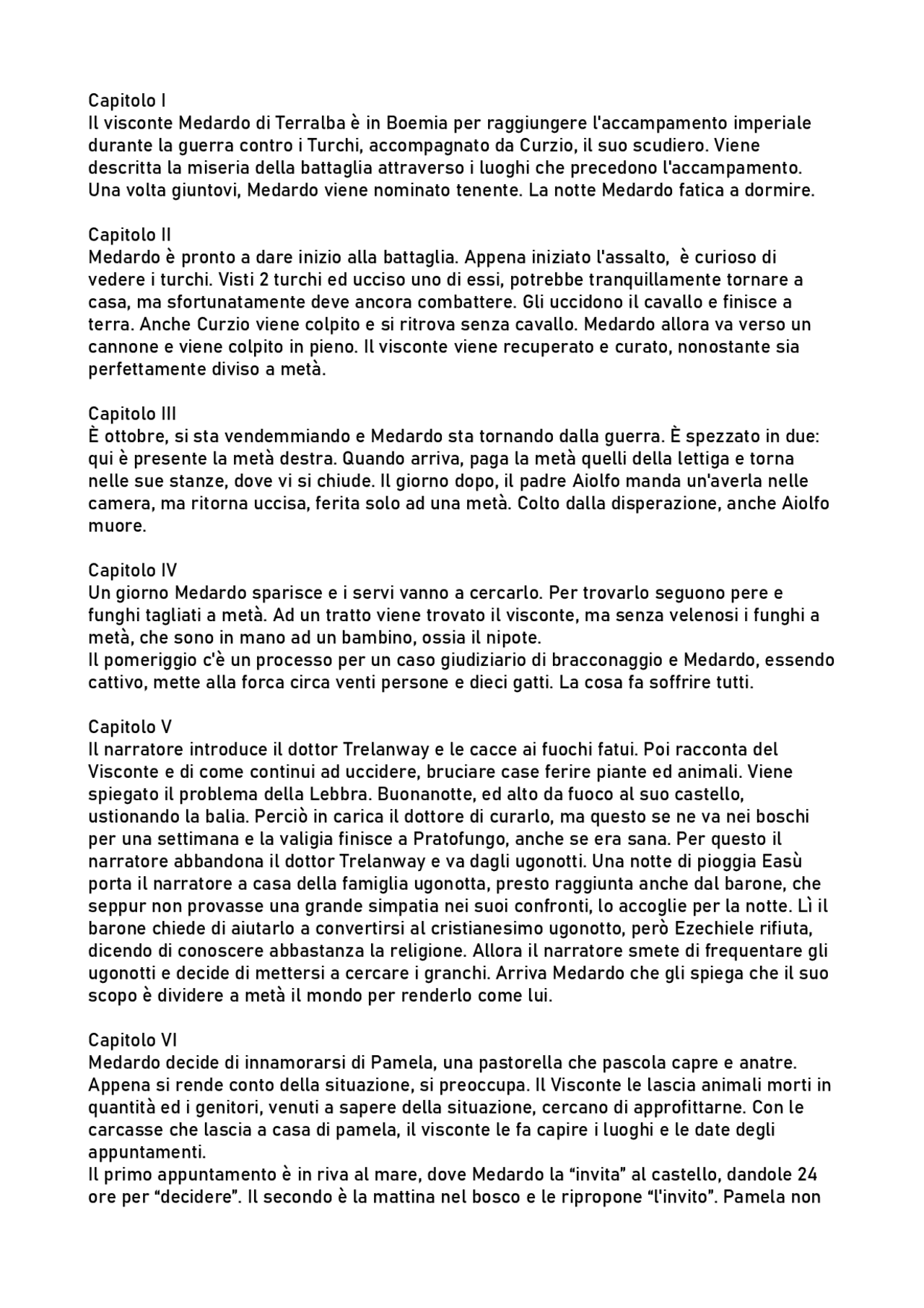Riassunto del libro "Il visconte dimezzato" di Calvino | Dispense di ...