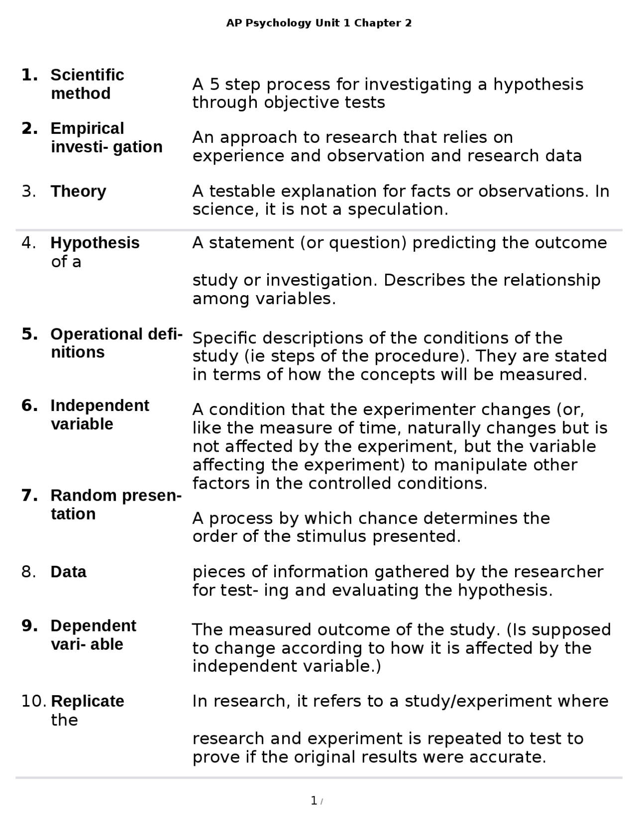 AP Psychology Unit 1 Chapter 2 | Exams Psychology | Docsity