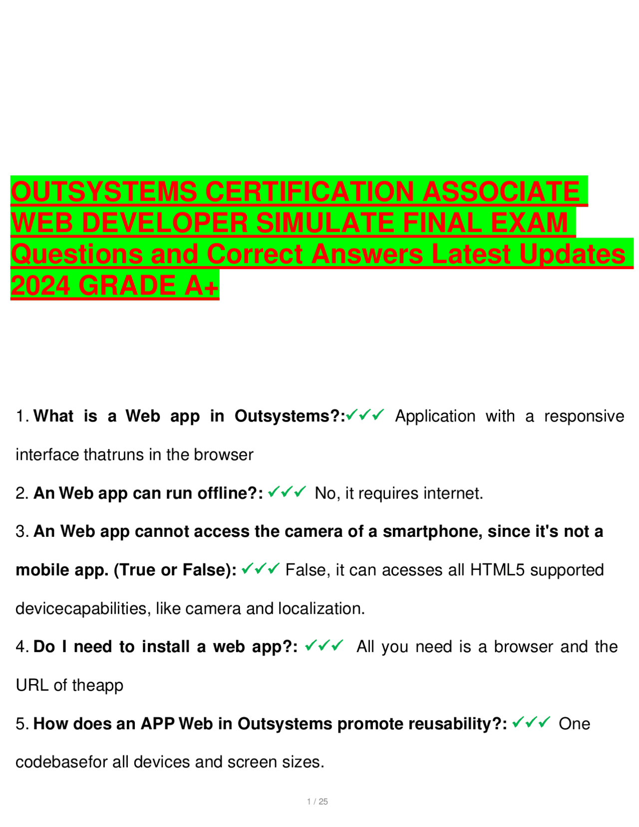 OutSystems Platform Concepts and Functionality | Exams Information Technology | Docsity