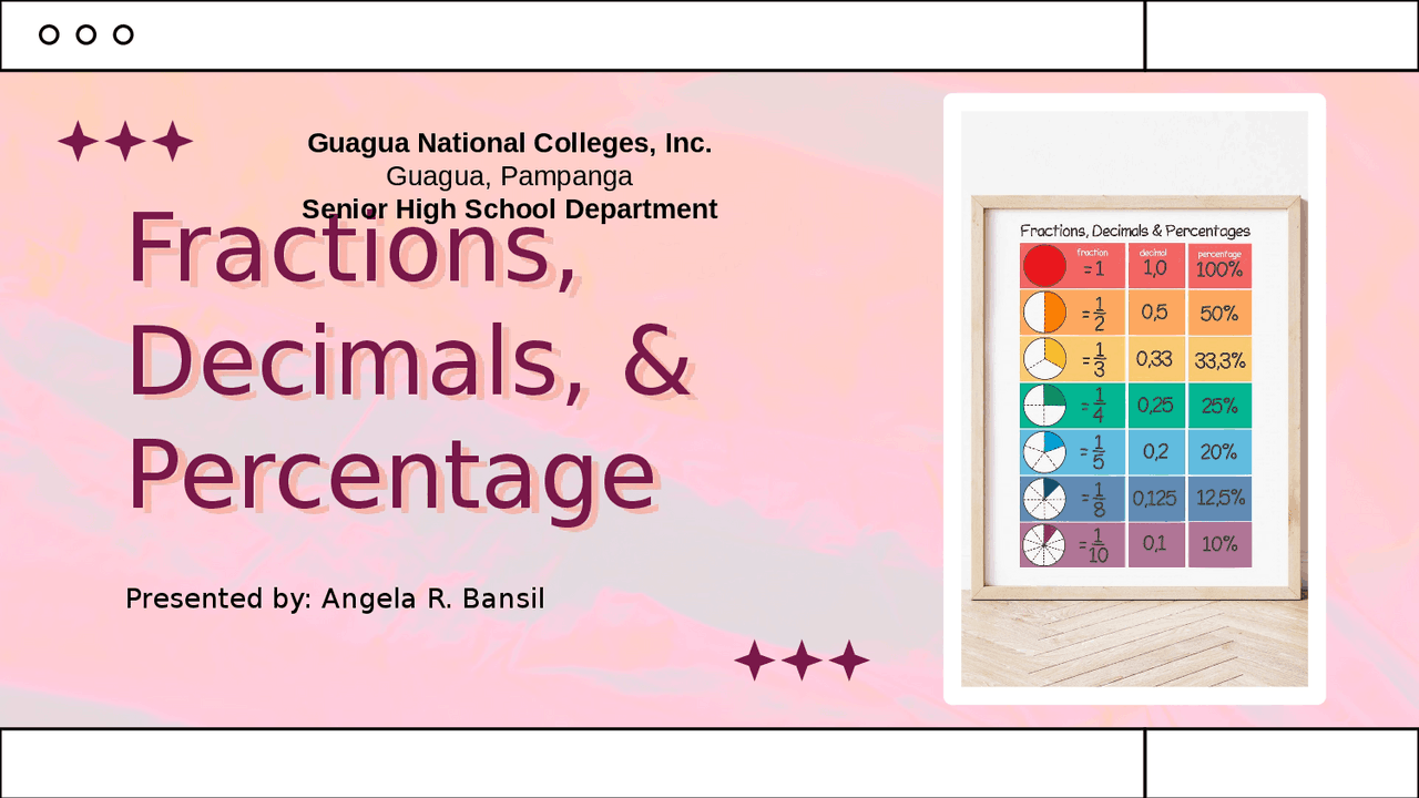 Fractions, Decimals, and Percentages | Exercises Mathematics | Docsity