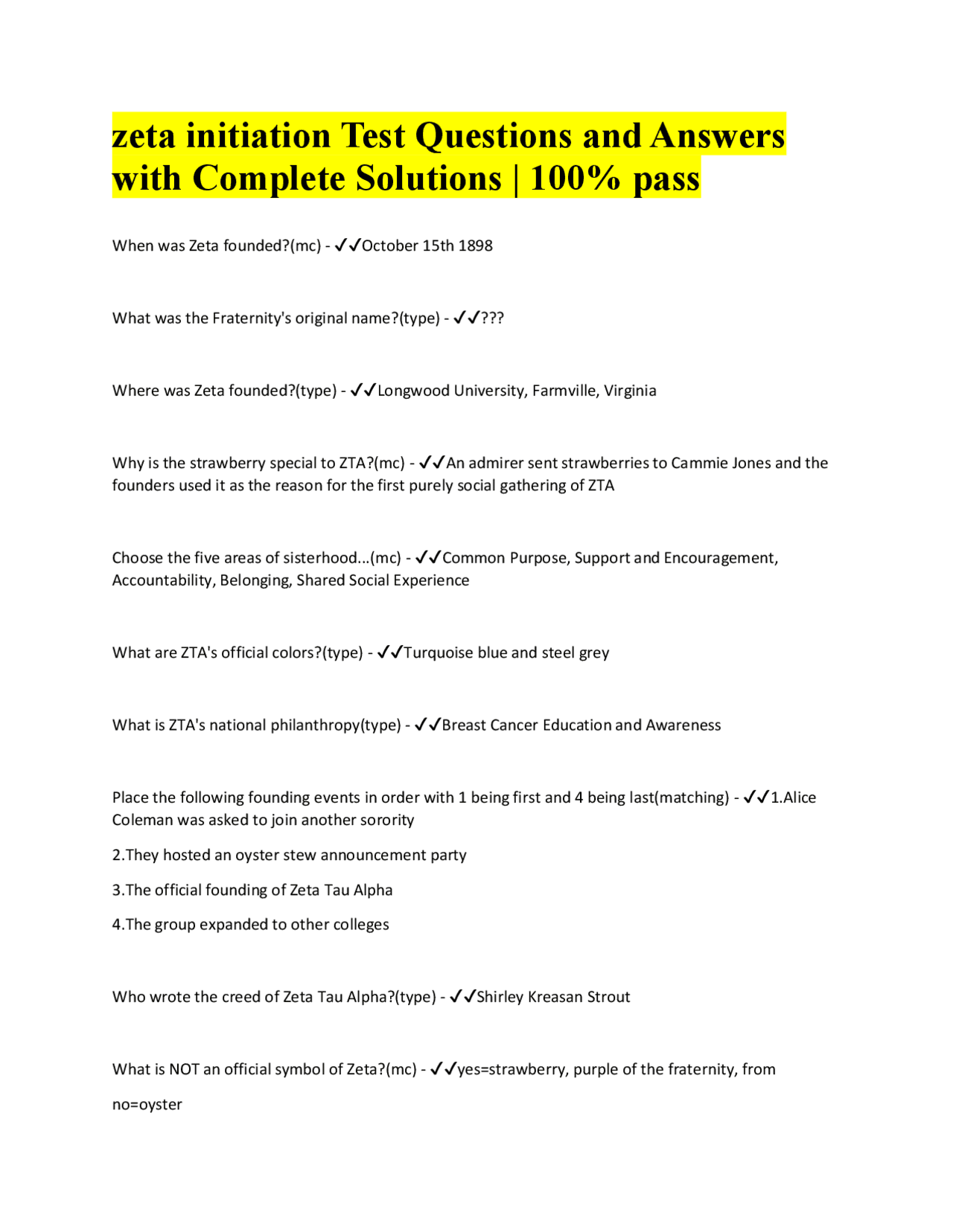 zeta initiation Test Questions and Answers with Complete Solutions ...