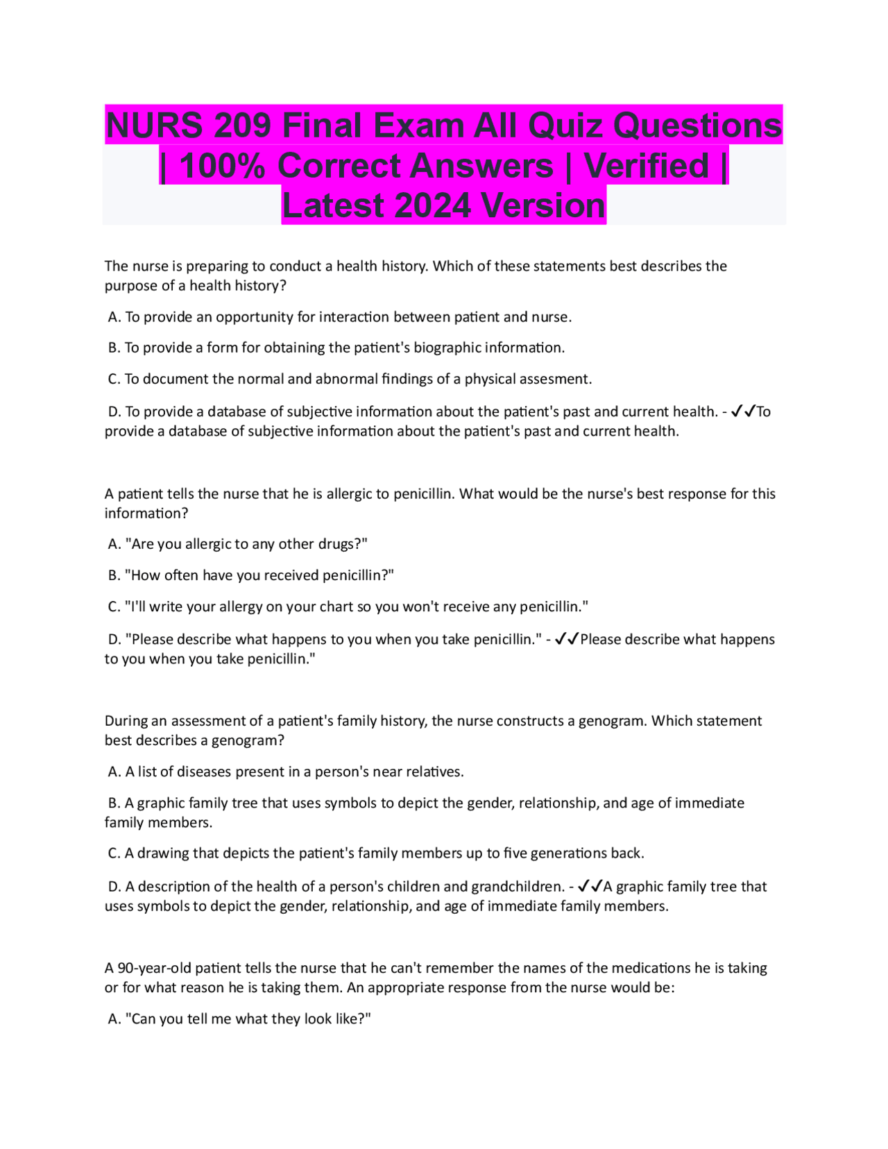 Comprehensive Nursing Assessment: Techniques and Considerations | Exams ...