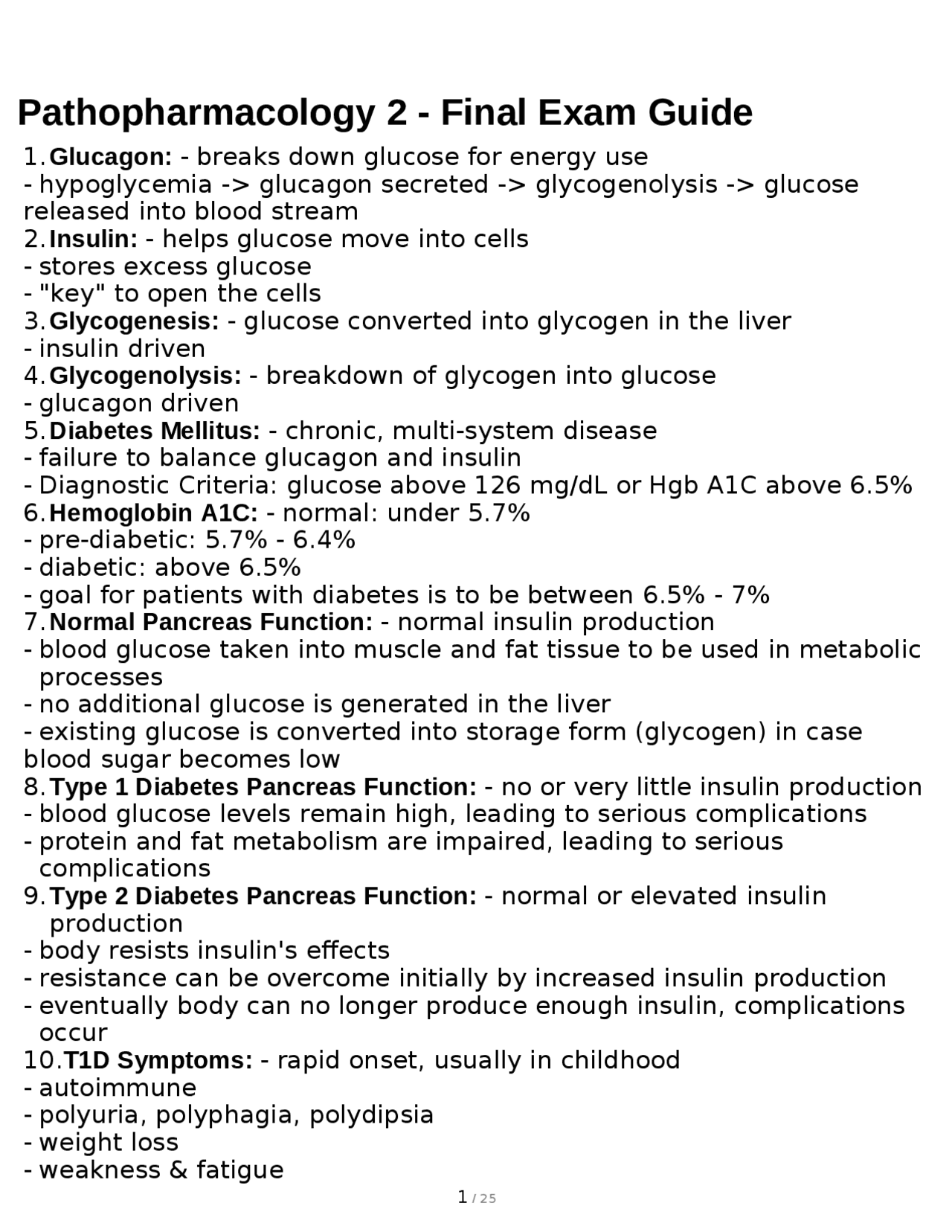 Pathopharmacology 2 - Final Exam Guide | Study notes Pharmacology | Docsity