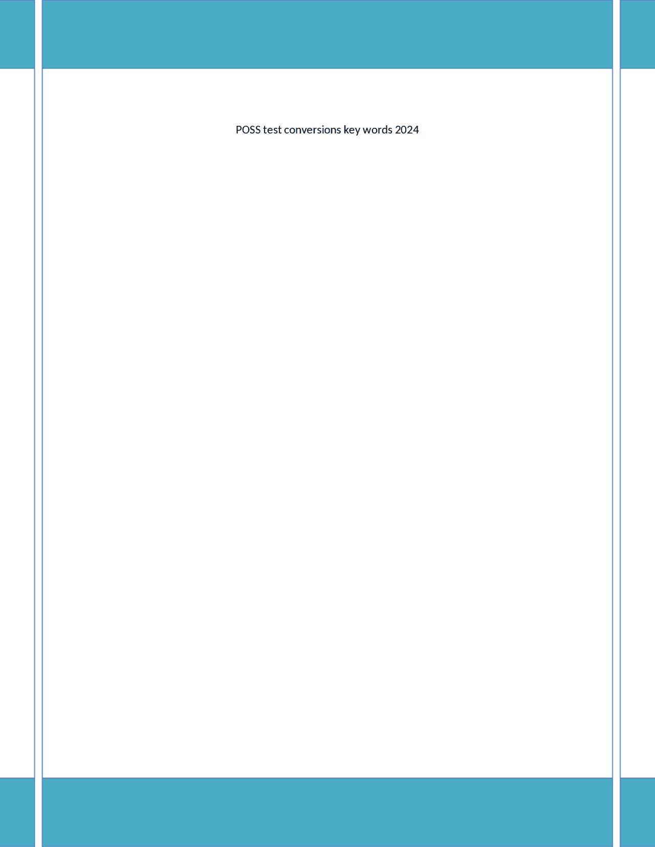 POSS test conversions key words 2024 | Exams Advanced Education | Docsity