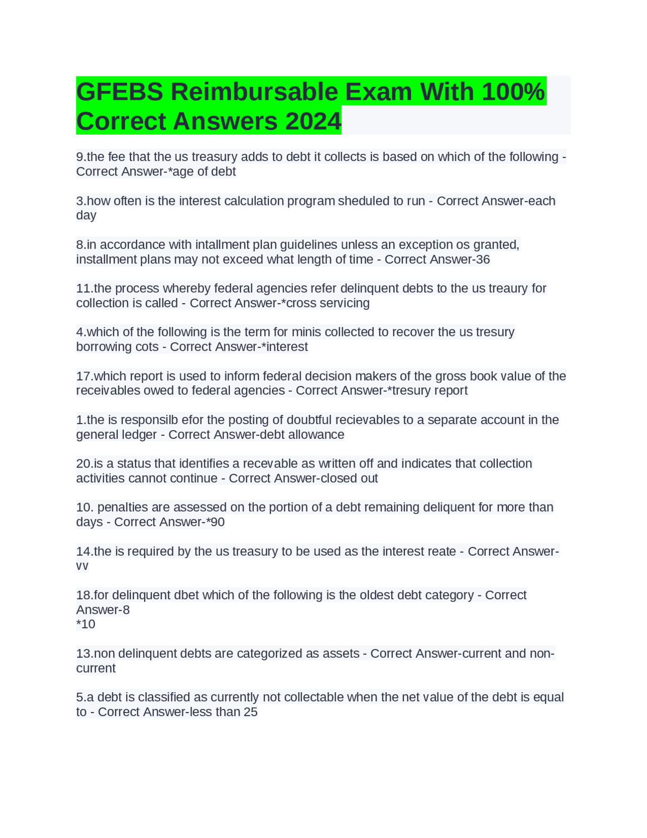 GFEBS Reimbursable Exam With 100% Correct Answers 2024 | Exams Advanced ...