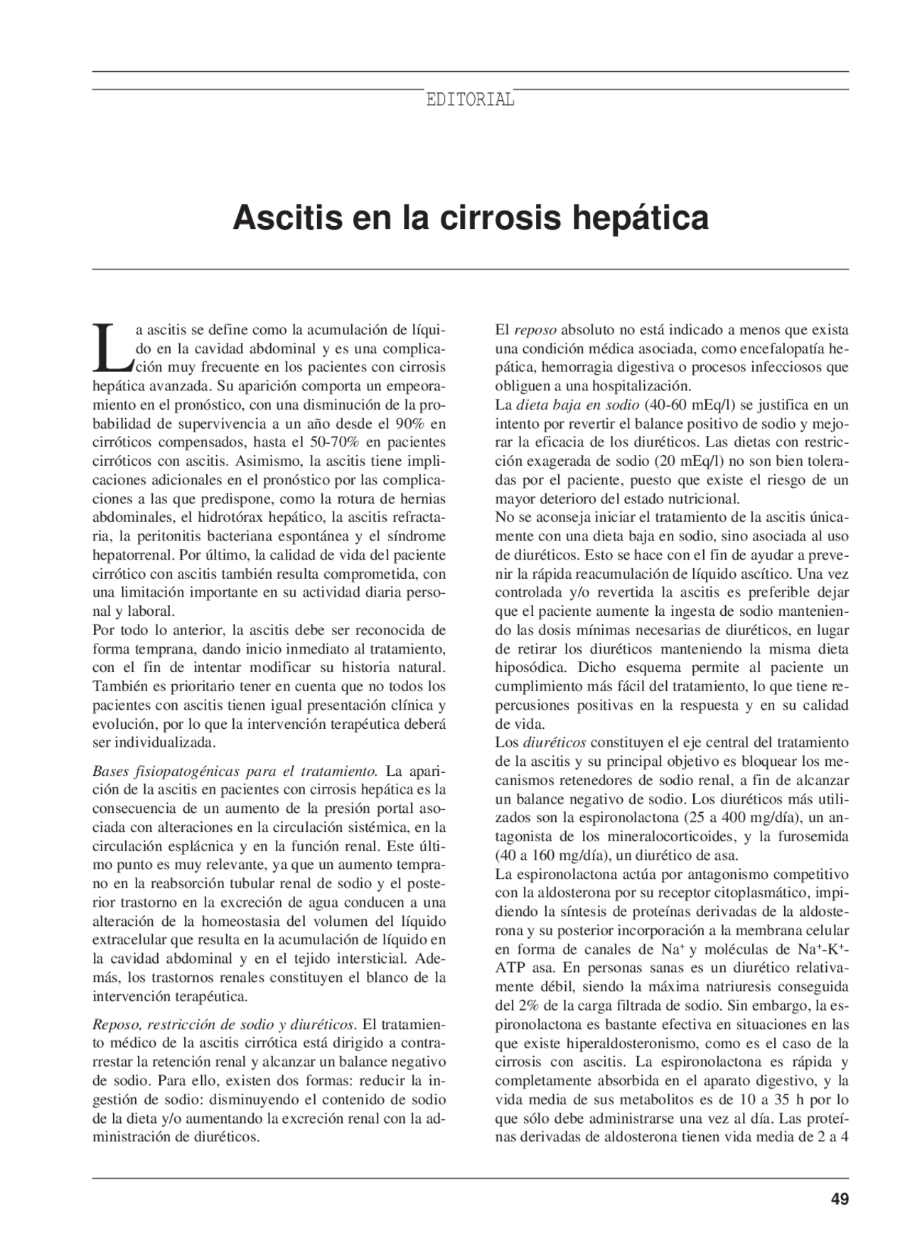 Cirrosis hepatica definicion | Ejercicios de Medicina | Docsity