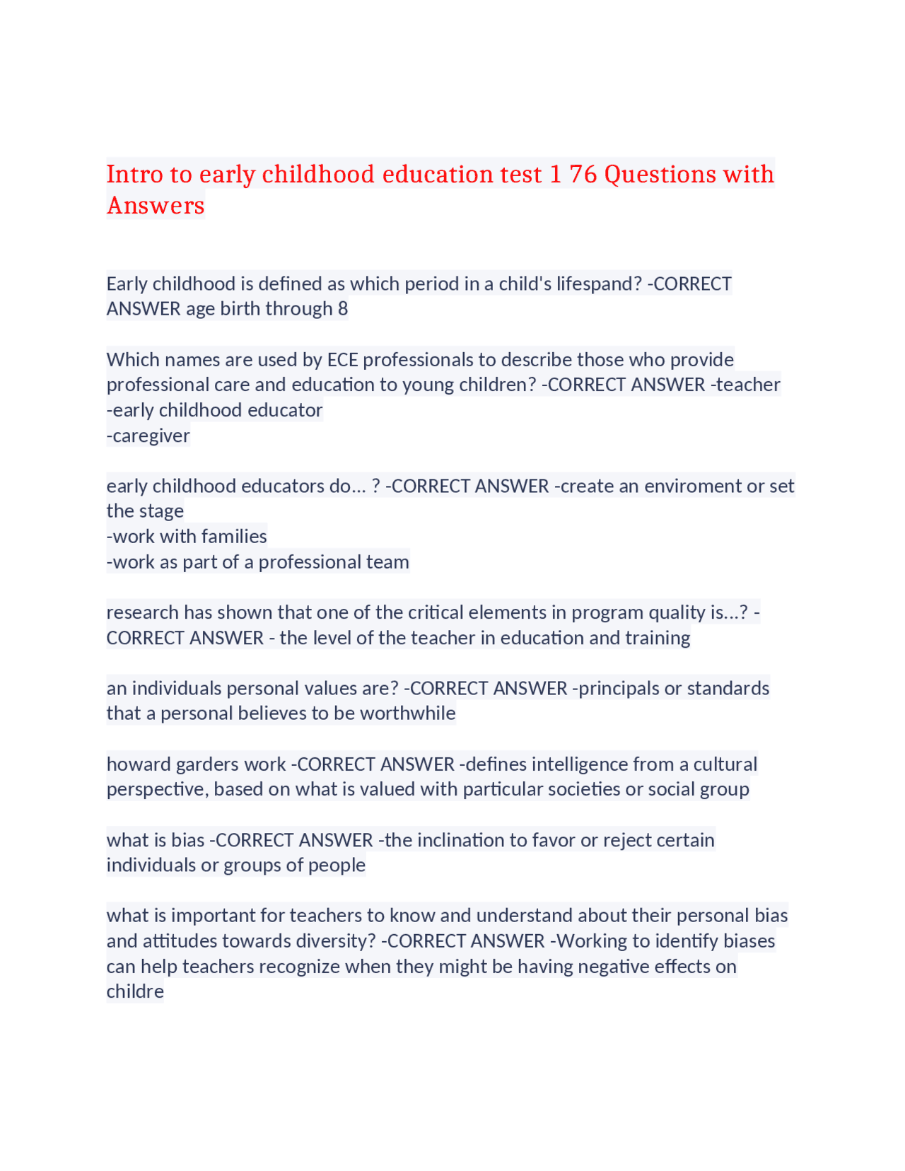 Introduction to Early Childhood Education | Exams Childhood Development ...