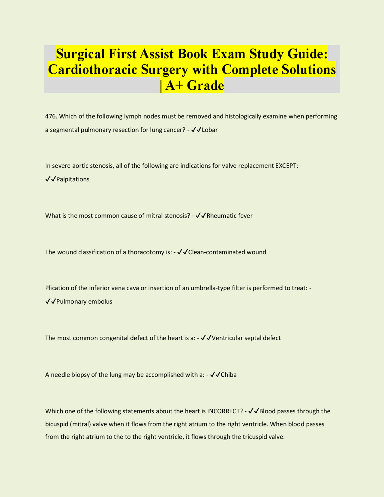 Surgical First Assist Exam Study Guide: Cardiothoracic Surgery with ...