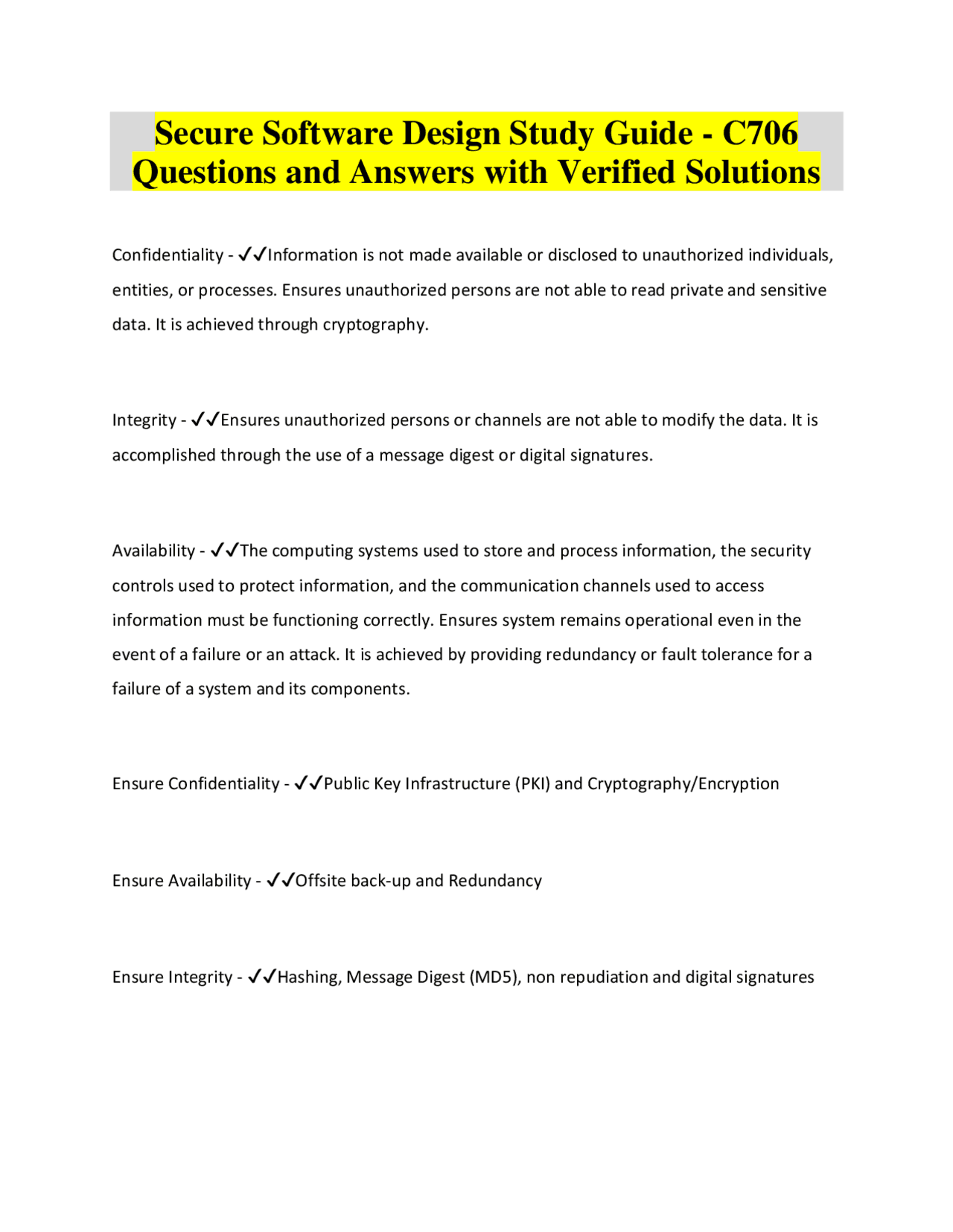 Secure Software Development Practices | Exams Computer Science | Docsity