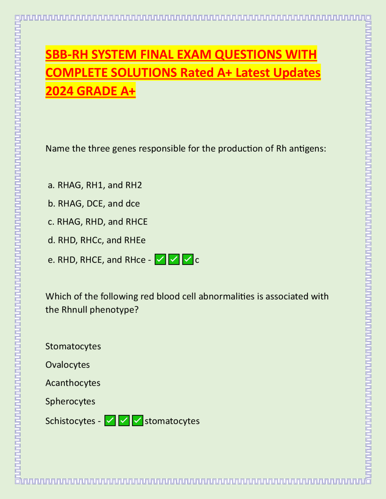 SBB-RH SYSTEM FINAL EXAM QUESTIONS WITH COMPLETE SOLUTIONS Rated A+ ...