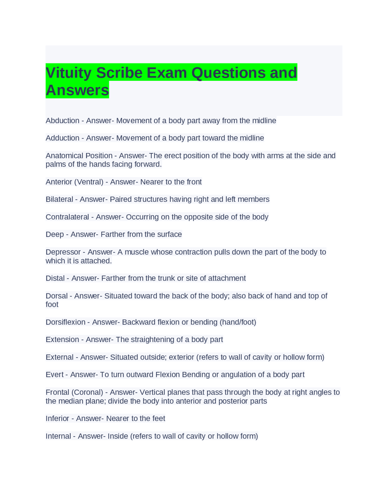 Vituity Scribe Exam Questions and Answers | Exams Advanced Education ...