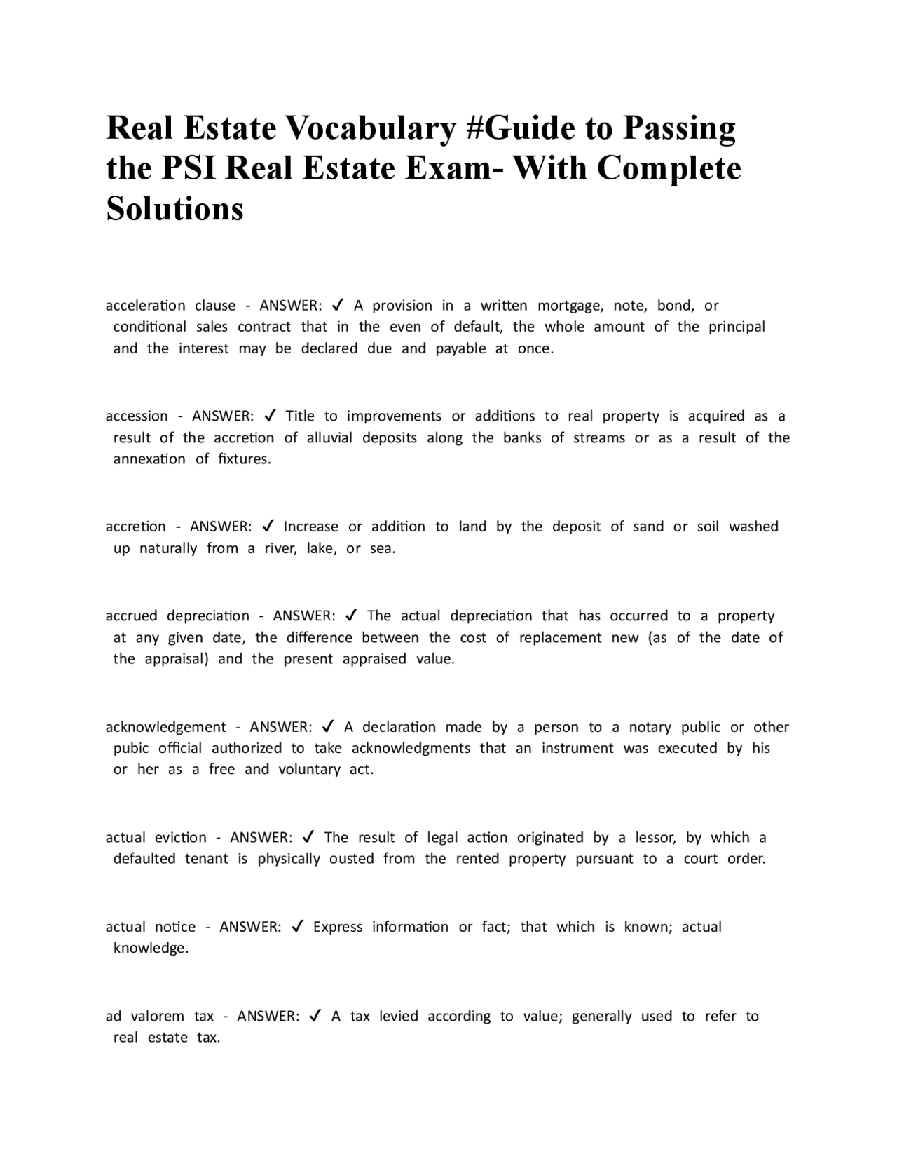 Real Estate Vocabulary #Guide to Passing the PSI Real Estate Exam- With ...