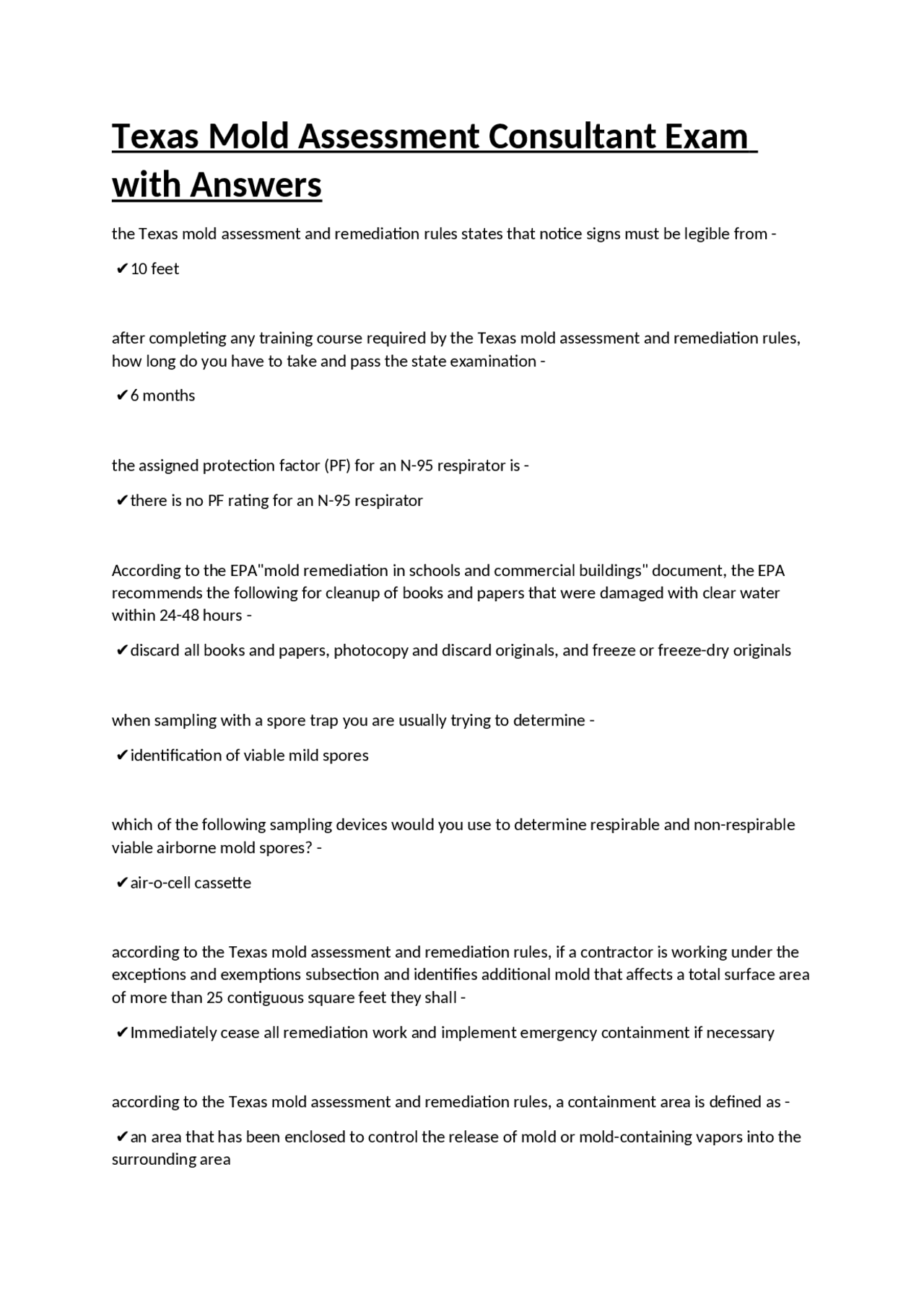 Texas Mold Assessment and Remediation Rules | Exams Business ...