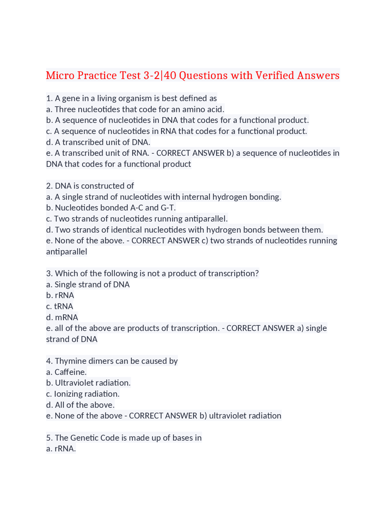 Micro Practice Test 3-2|40 Questions with Verified Answers,100% CORRECT ...