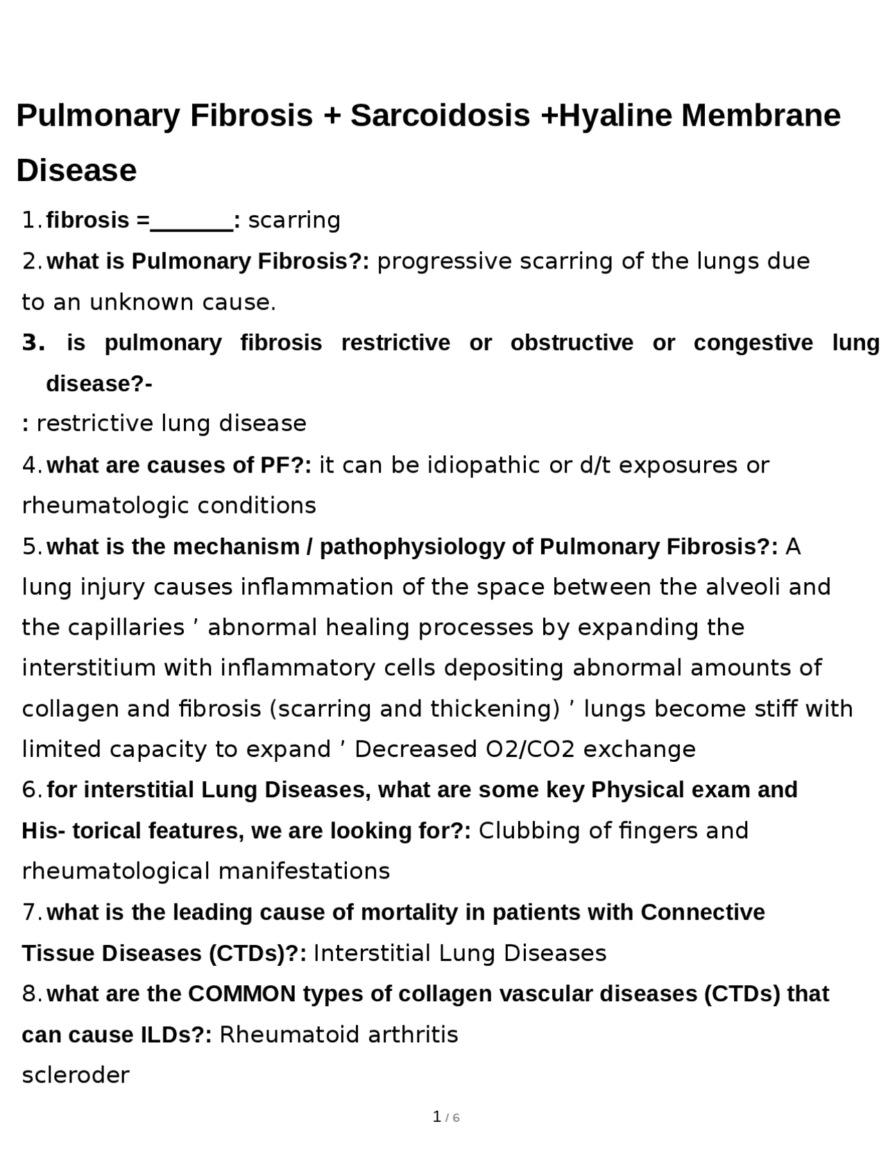 Pulmonary Fibrosis, Sarcoidosis, and Hyaline Membrane Disease: A ...